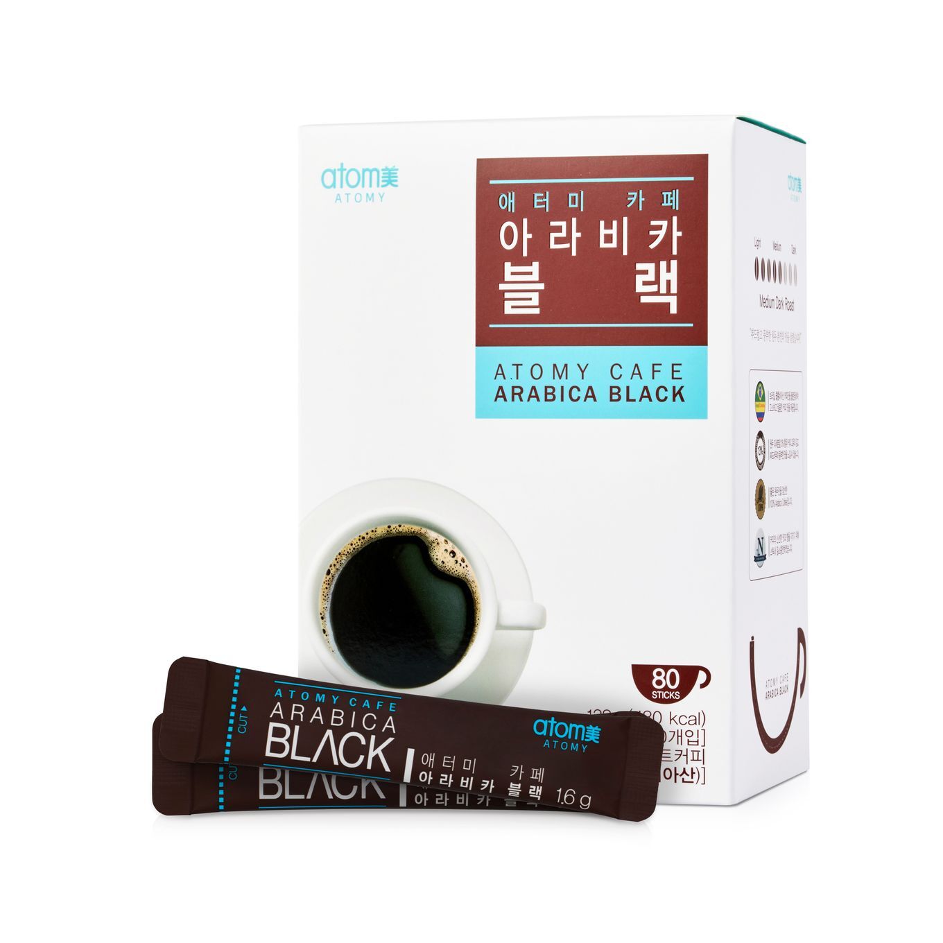 Atomy Cafe Arabica Black Coffee - Premium 100% Pure Arabica 80 Stick Packs
