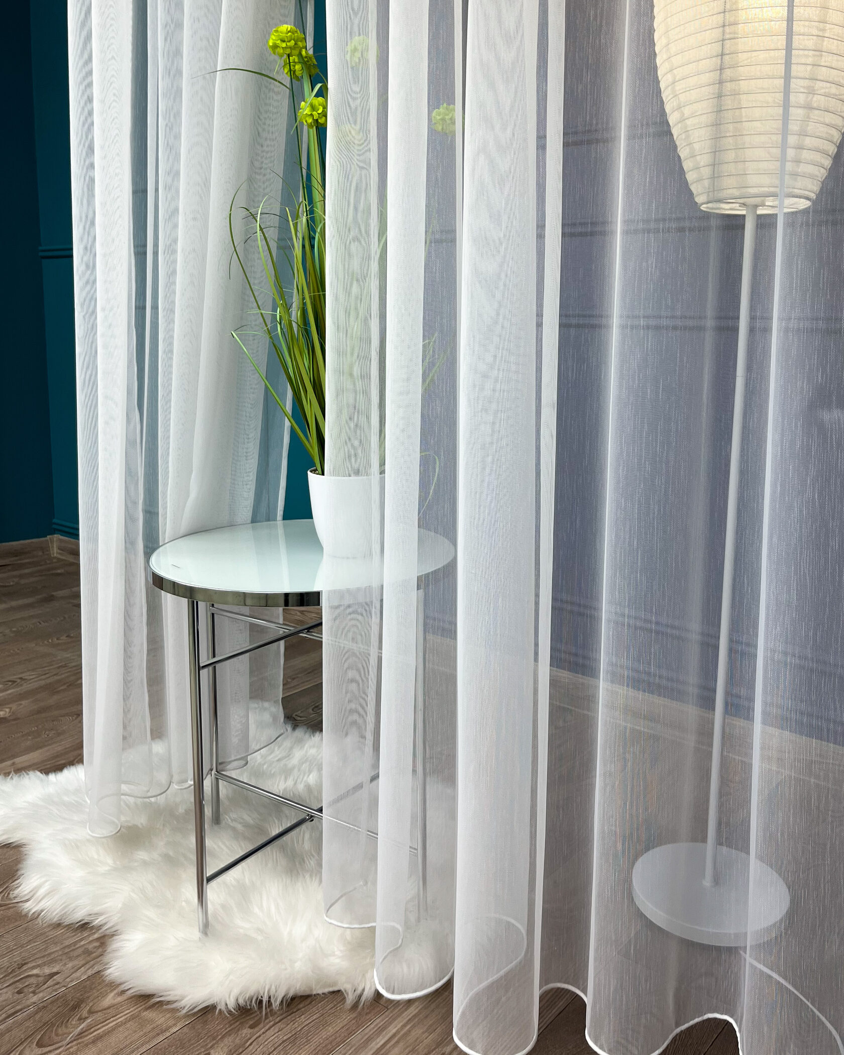 Готовий тюль сіточка Бамбук білий молочний