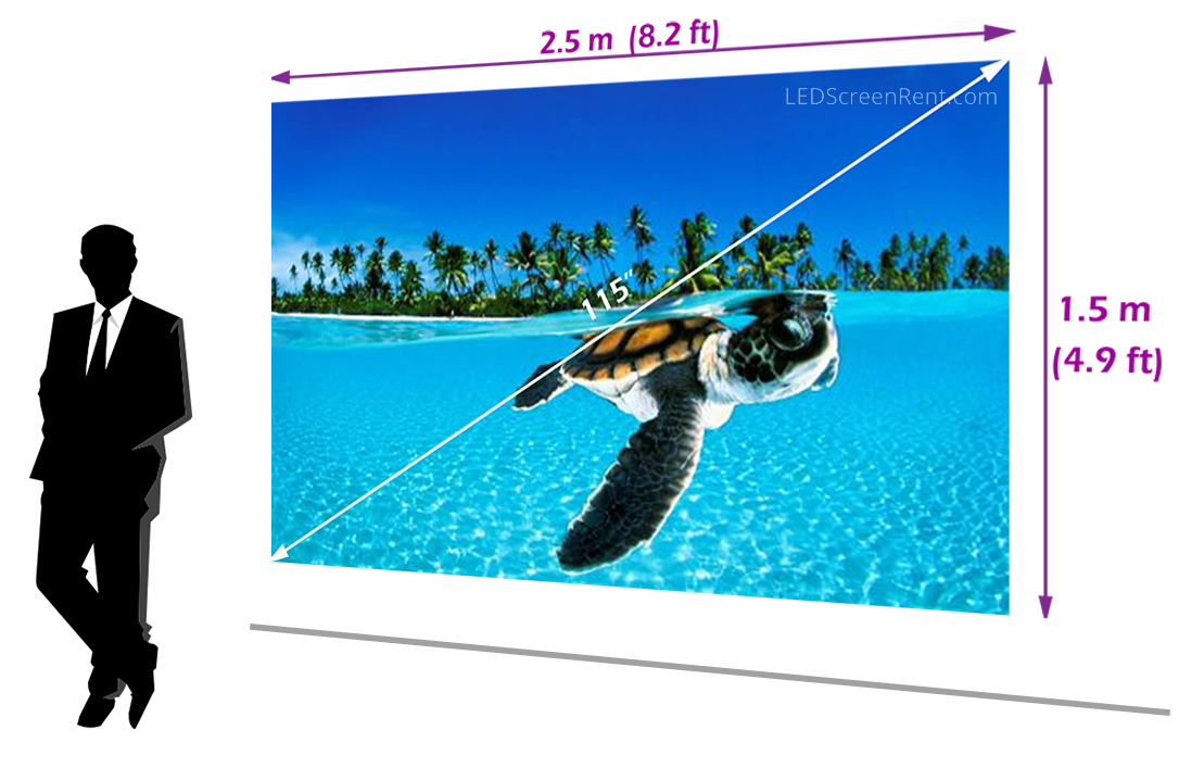 LED video screen 2.5 x 1.5 m for rent: price and specification