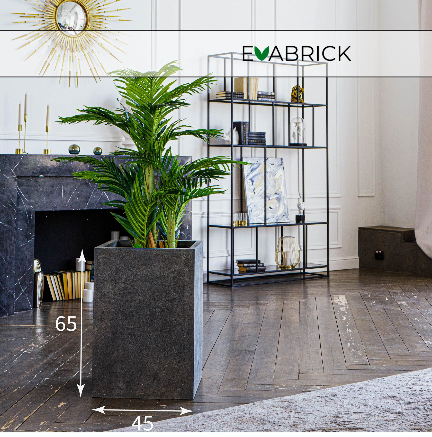 Кашпо для цветов напольное Evabrick Cube 114 л, 65x45 см, цвет серый