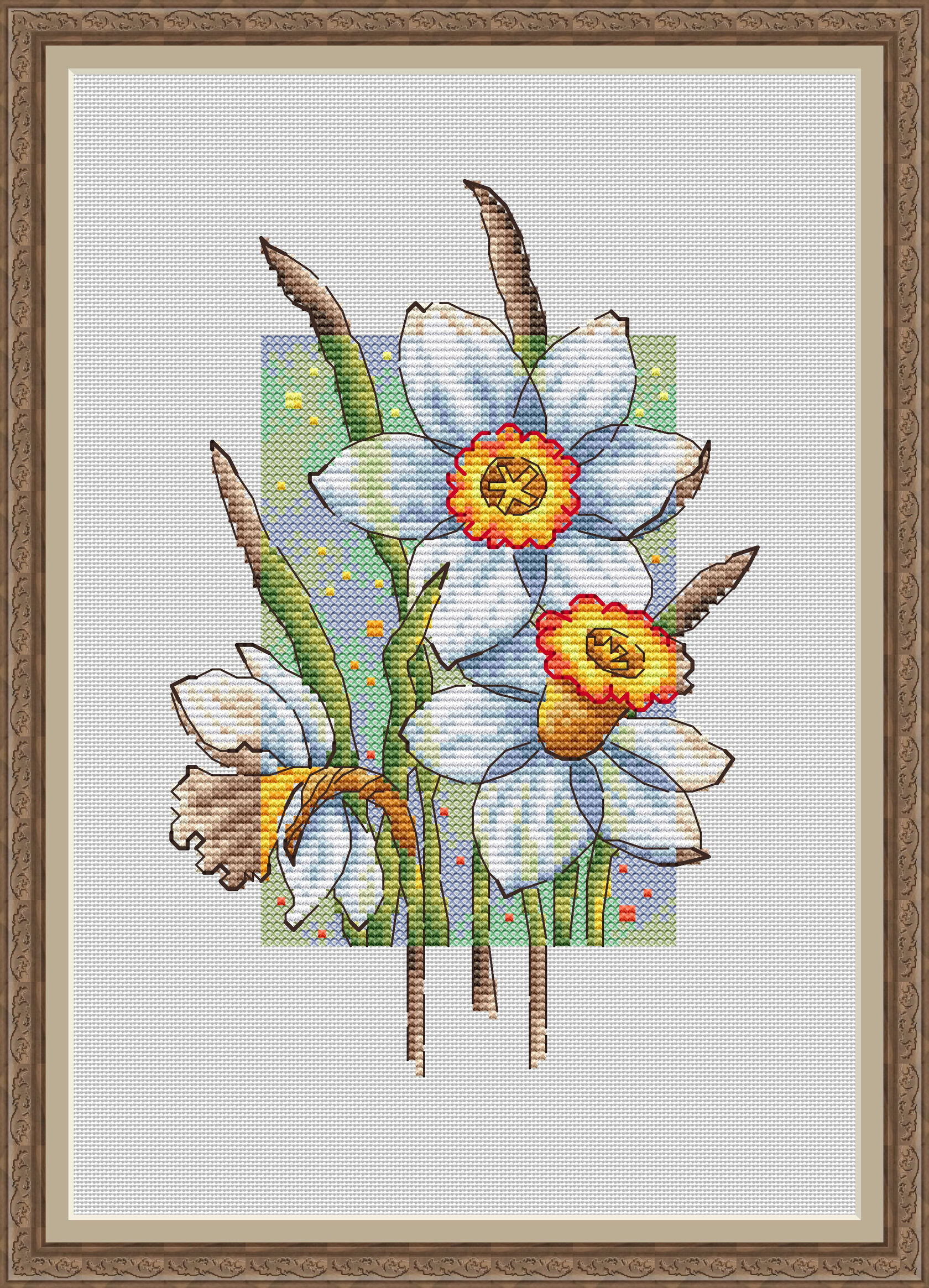 Daffodils Cross Stitch Pattern