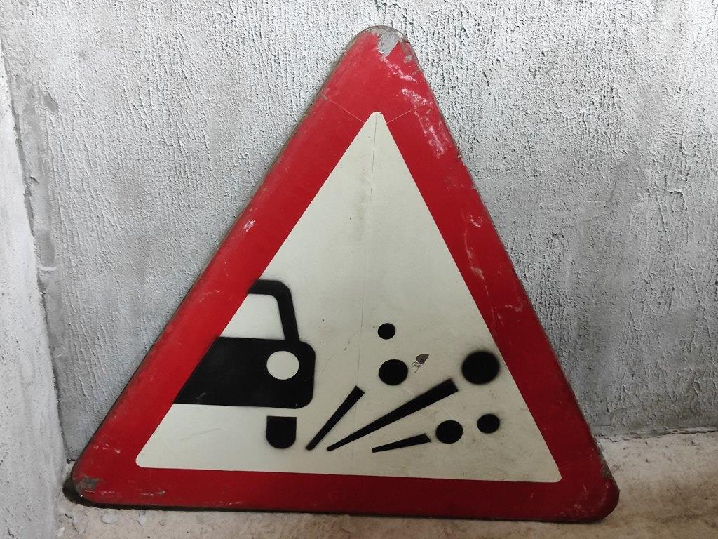 Vintage original rare fiberglass road sign "Carefully! The release of ...