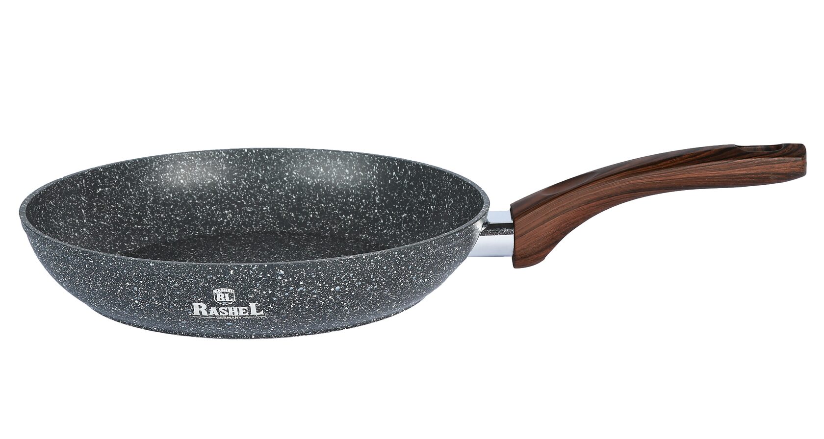 Сковорода алюминиевая с индукционным дном, серый гранит