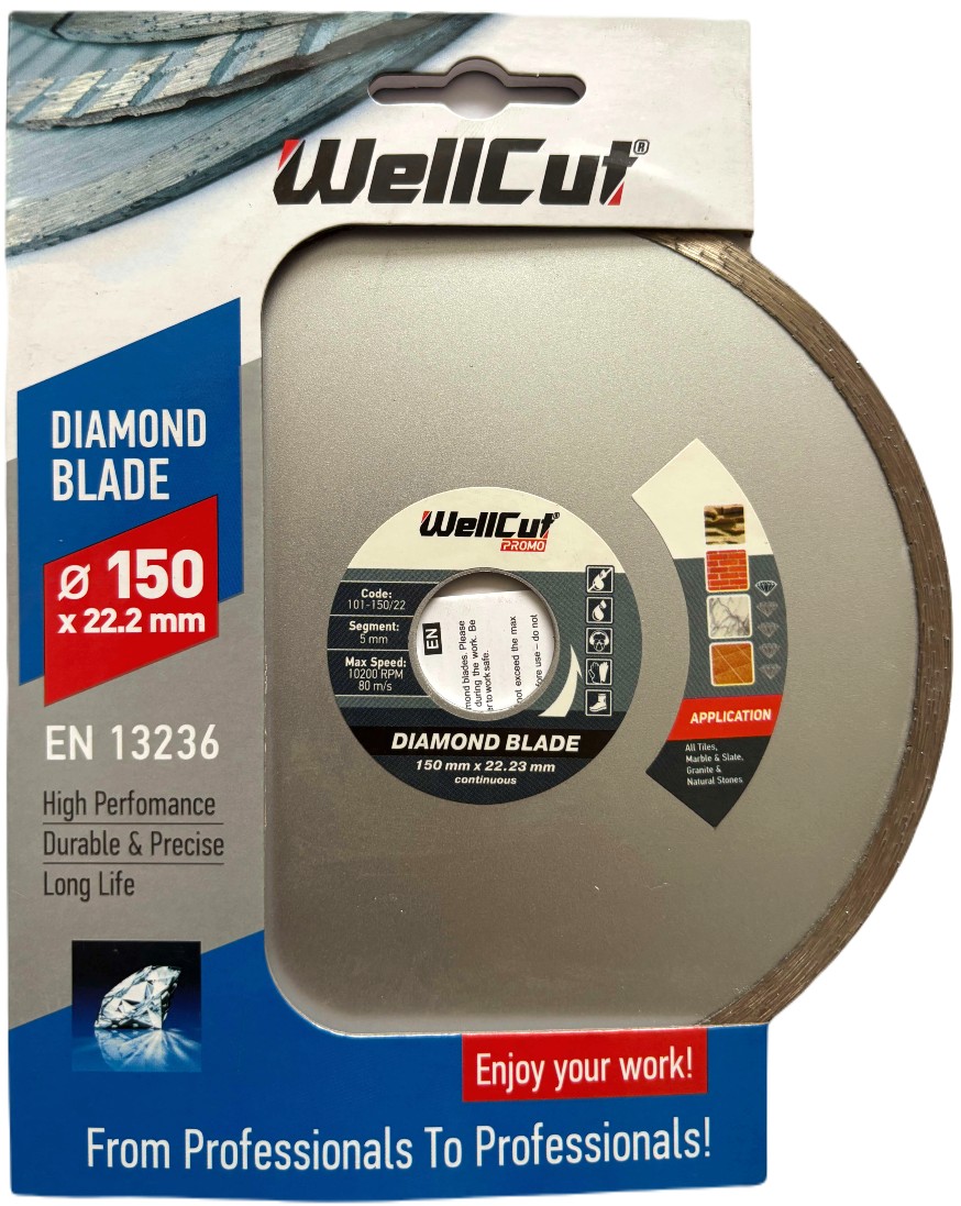 Diamond cutting blade WellCut 150x22.23 mm, Ceramics - WellCut