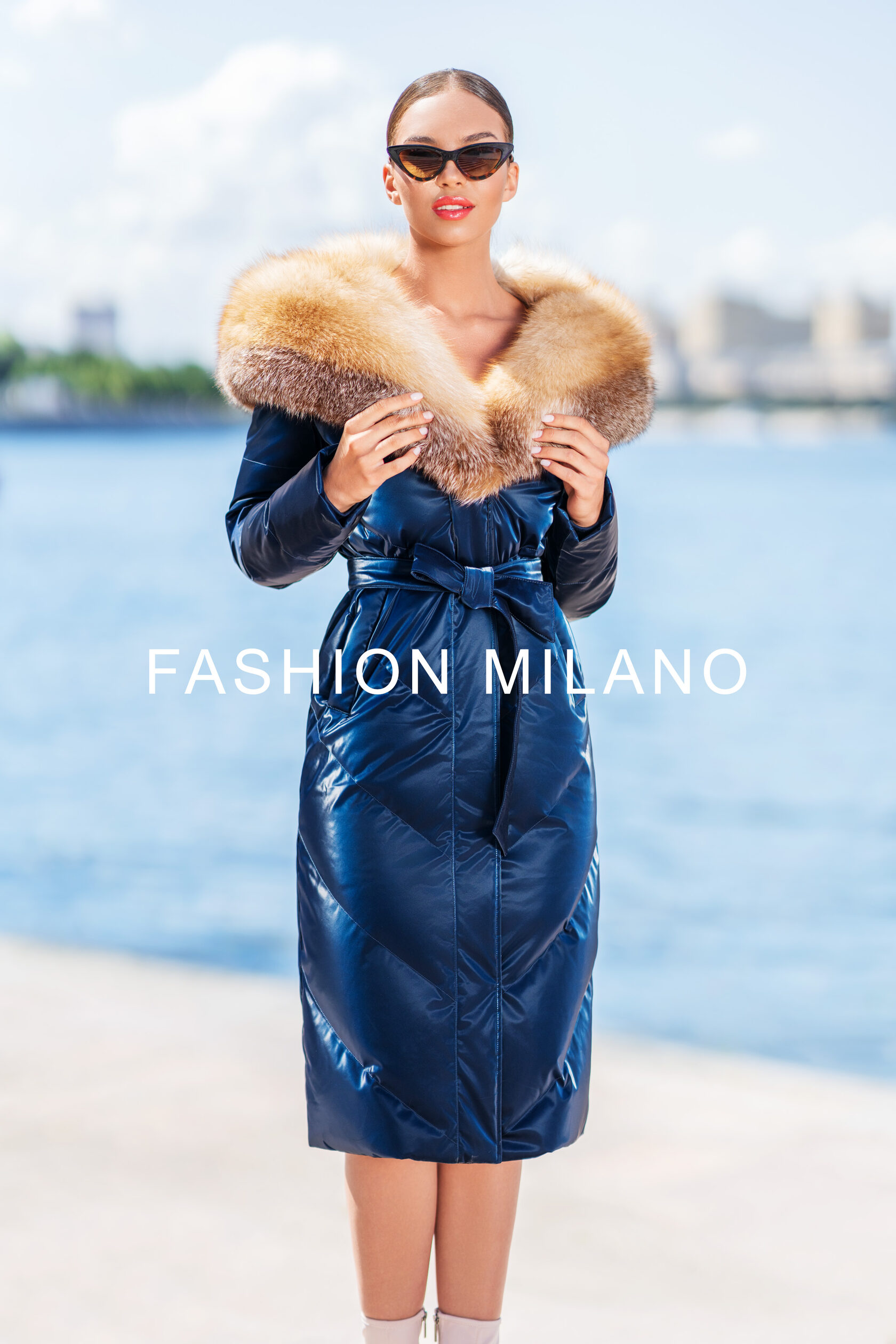 Пуховое пальто женское с натуральным мехом рыжей лисы MILANI RED FOX ...