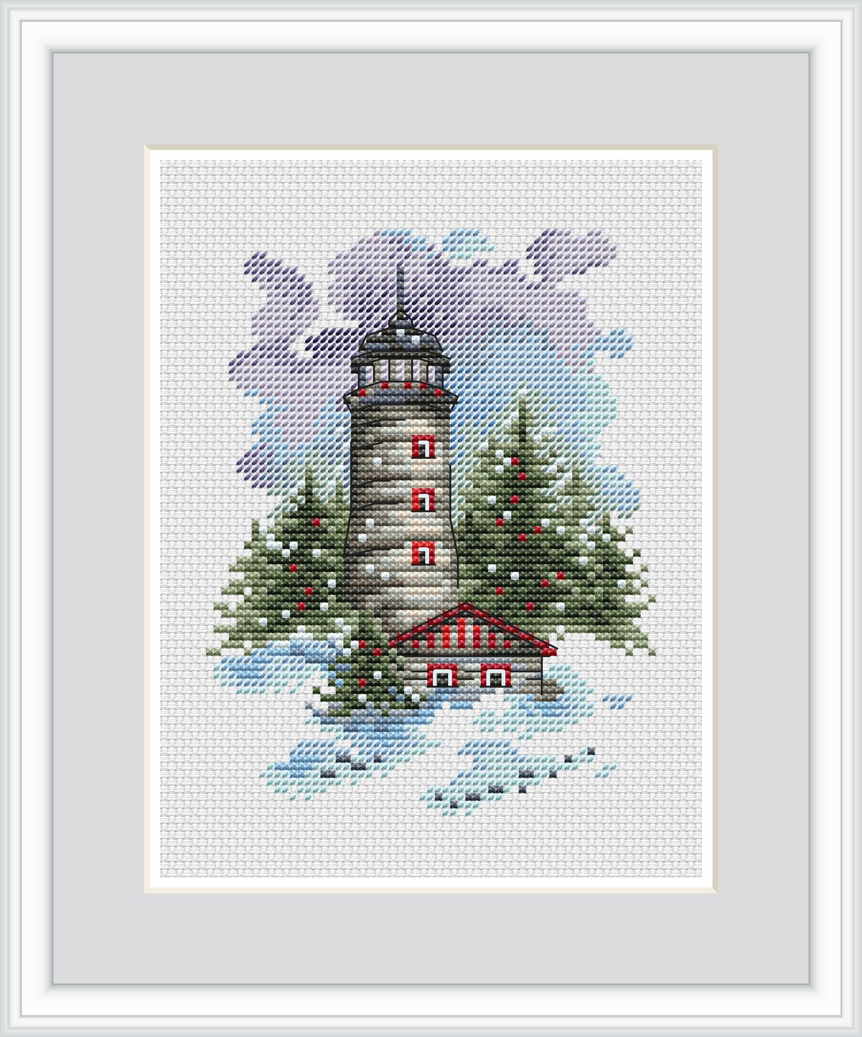 Winter Lighthouse Cross Stitch Pattern