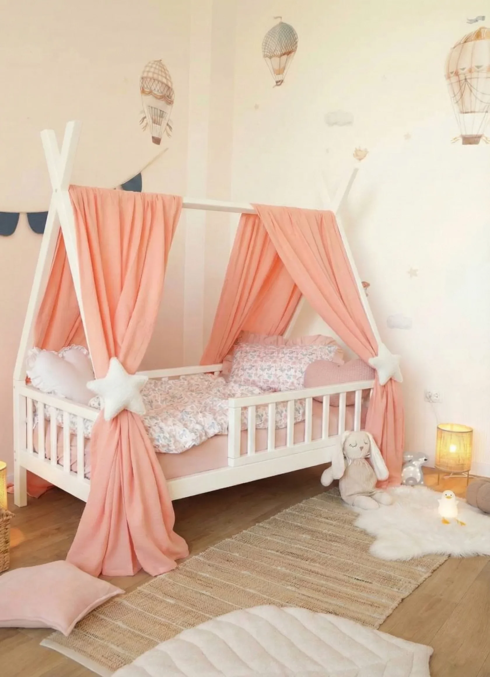 Зав'язки у формі квітів з тканини тедді для Балдахінів , Дитячих ліжечок