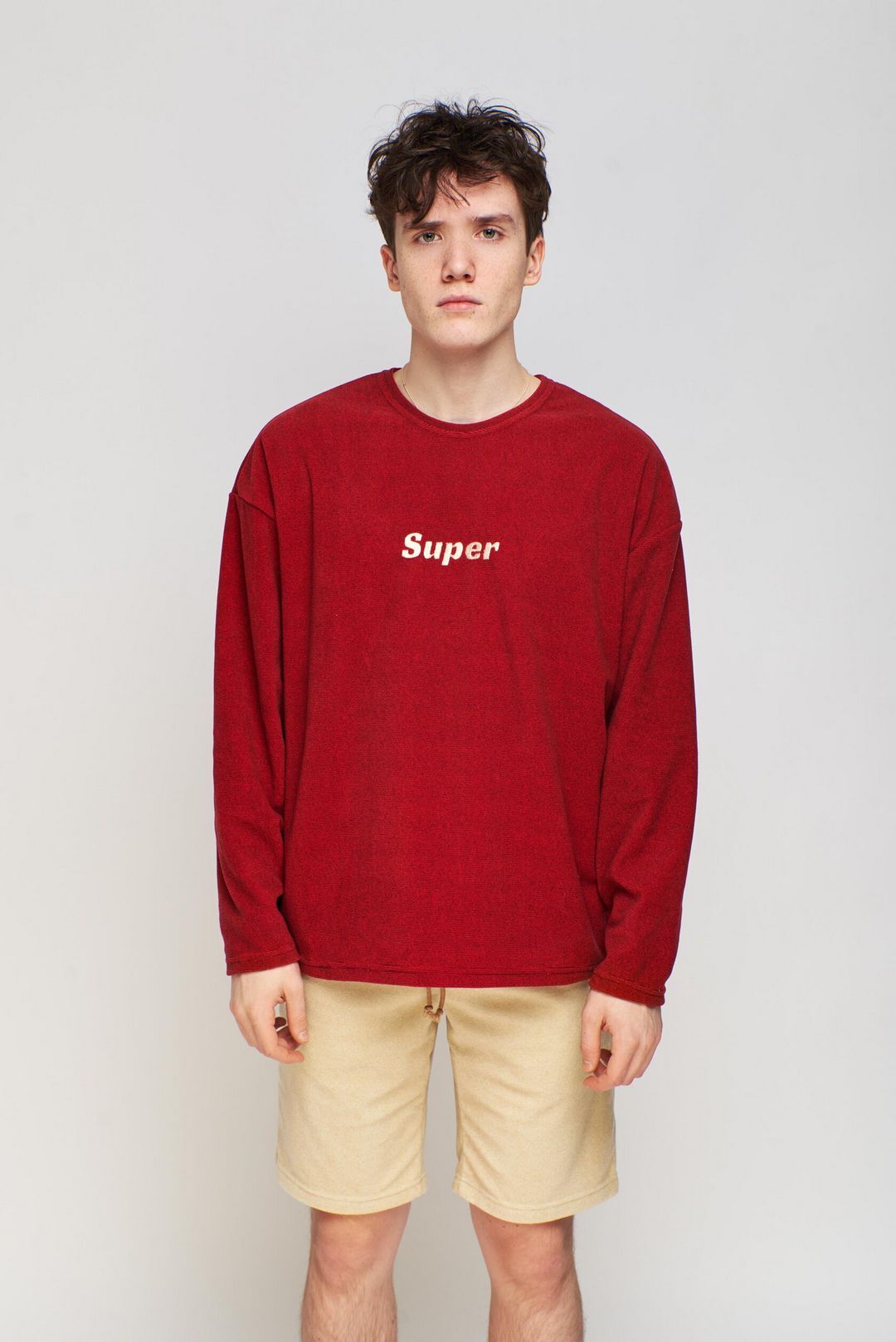 Костюм-V (лонгслив+шорты) SUPER STUFF cozy red/beige - SUPER STUFF