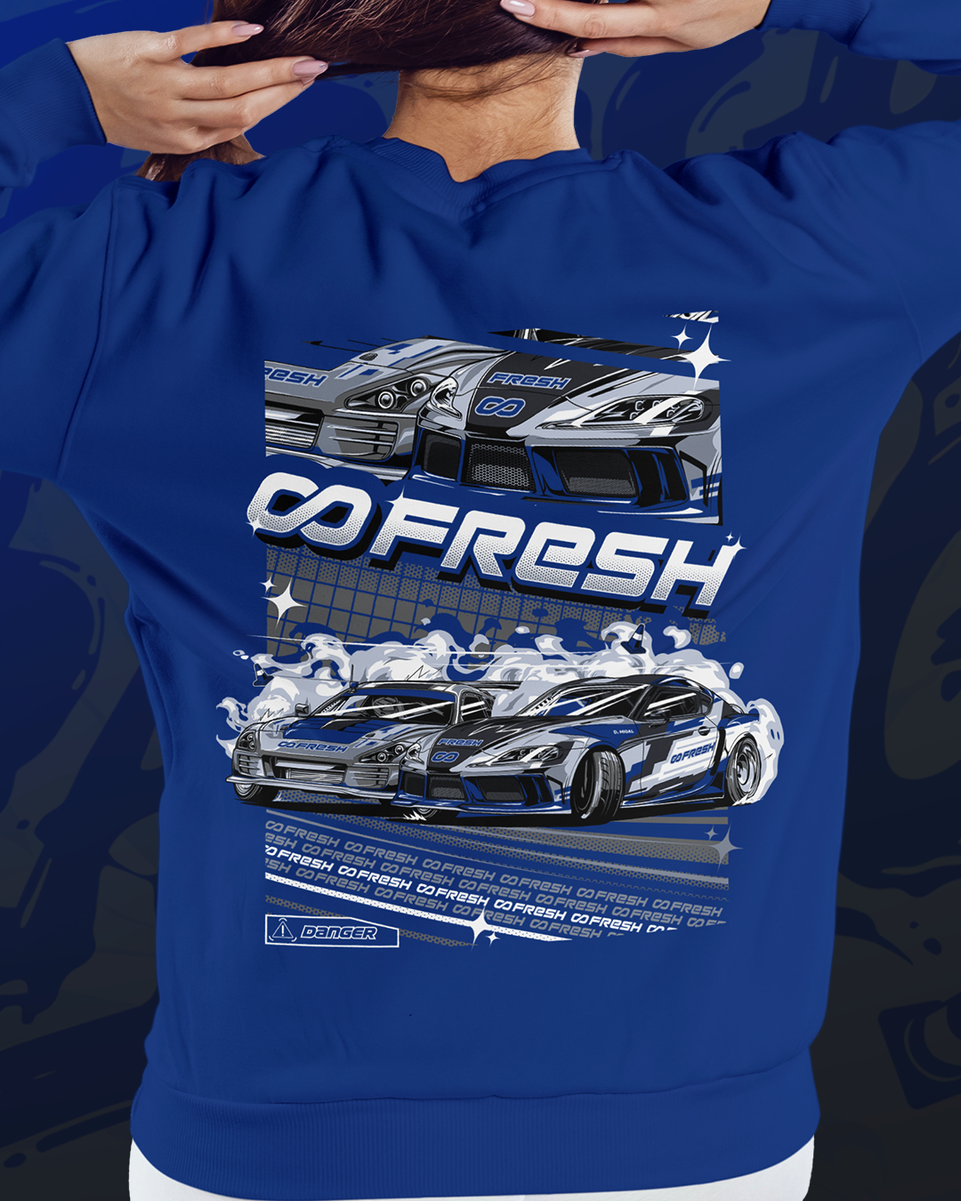Свитшот синий Парный дрифт - Fresh Racing