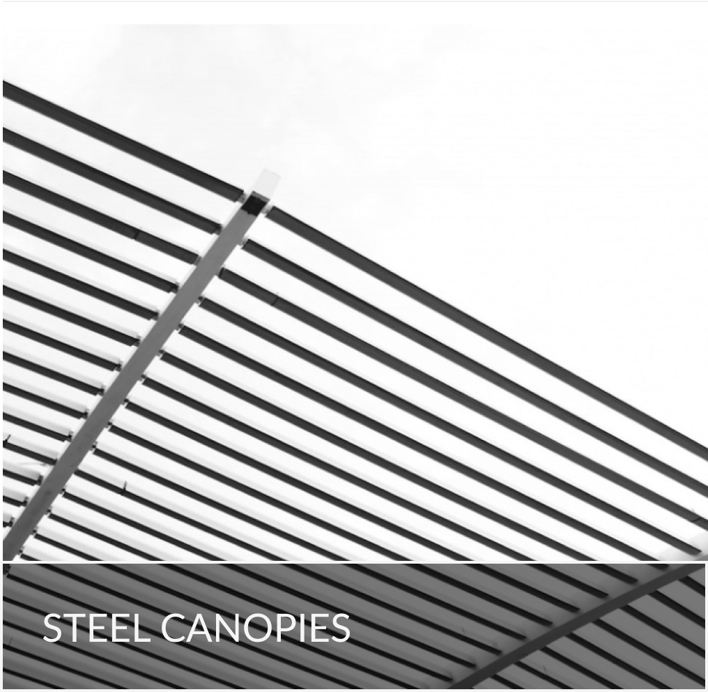 Steel canopies for building structures
