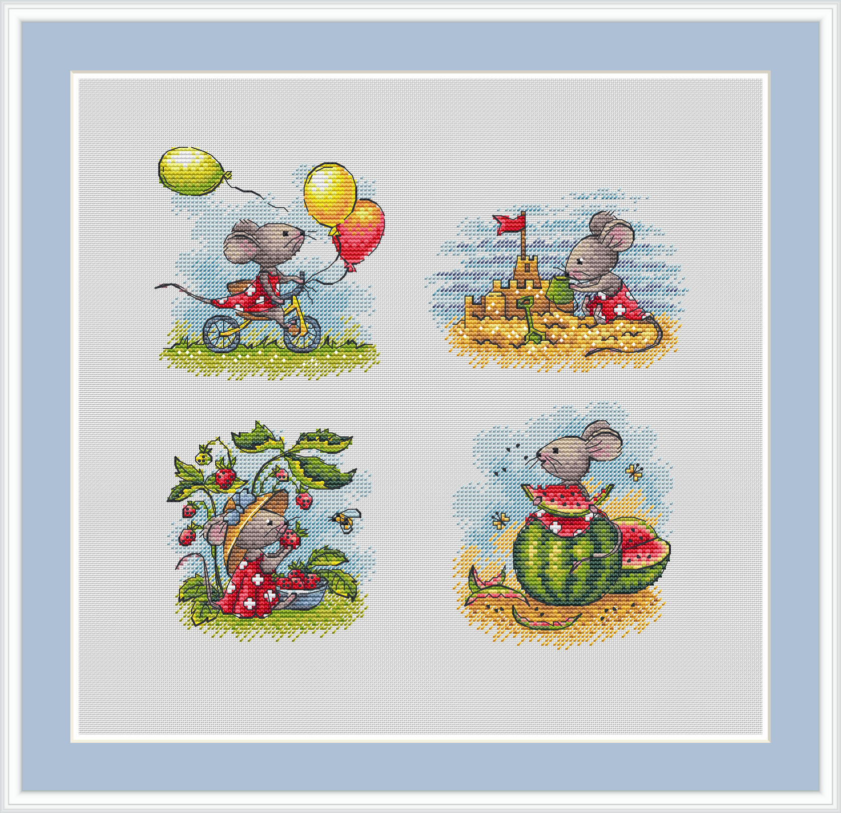 Summer Mouse Cross Stitch Pattern