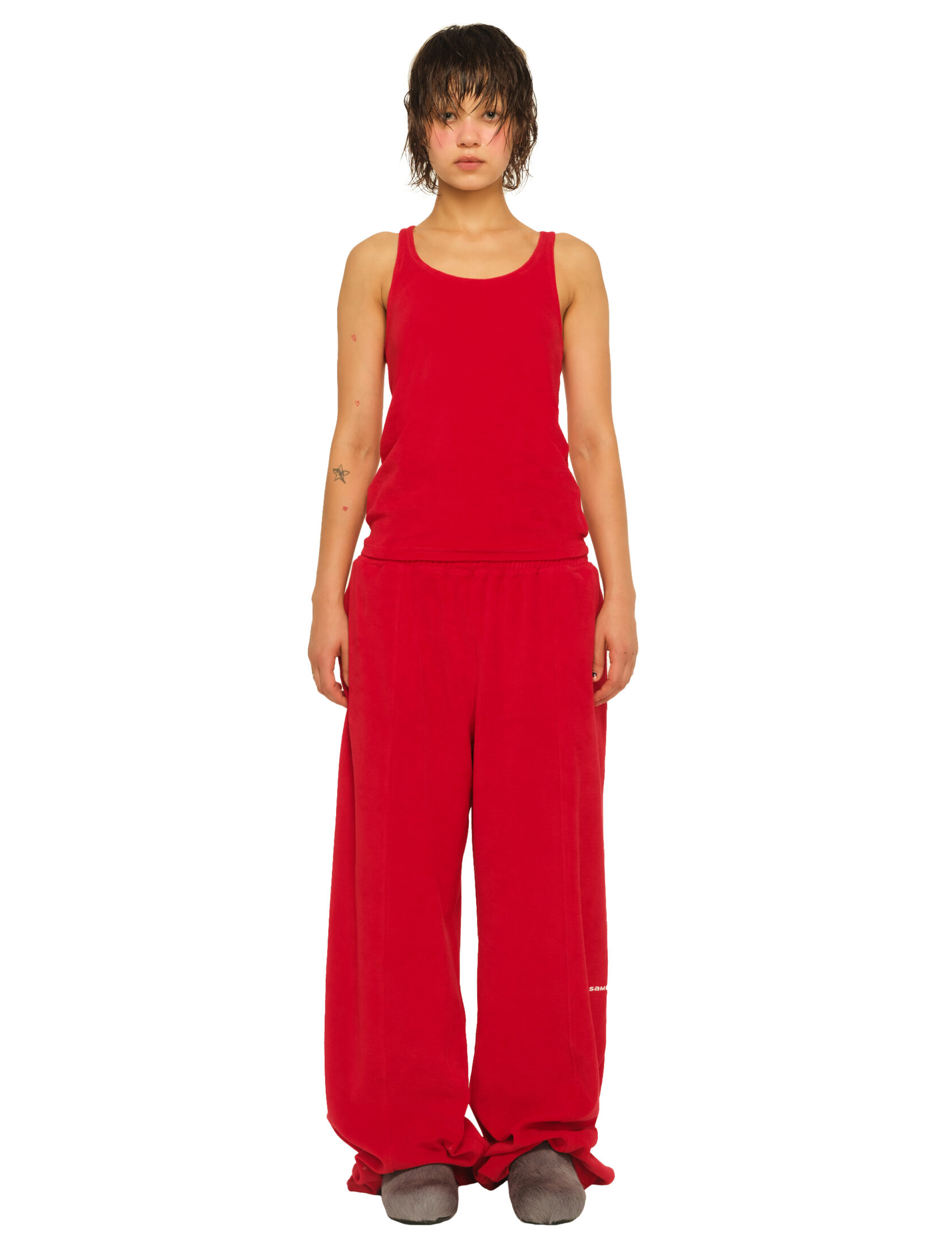 RED VELOUR PANTS - SAMB