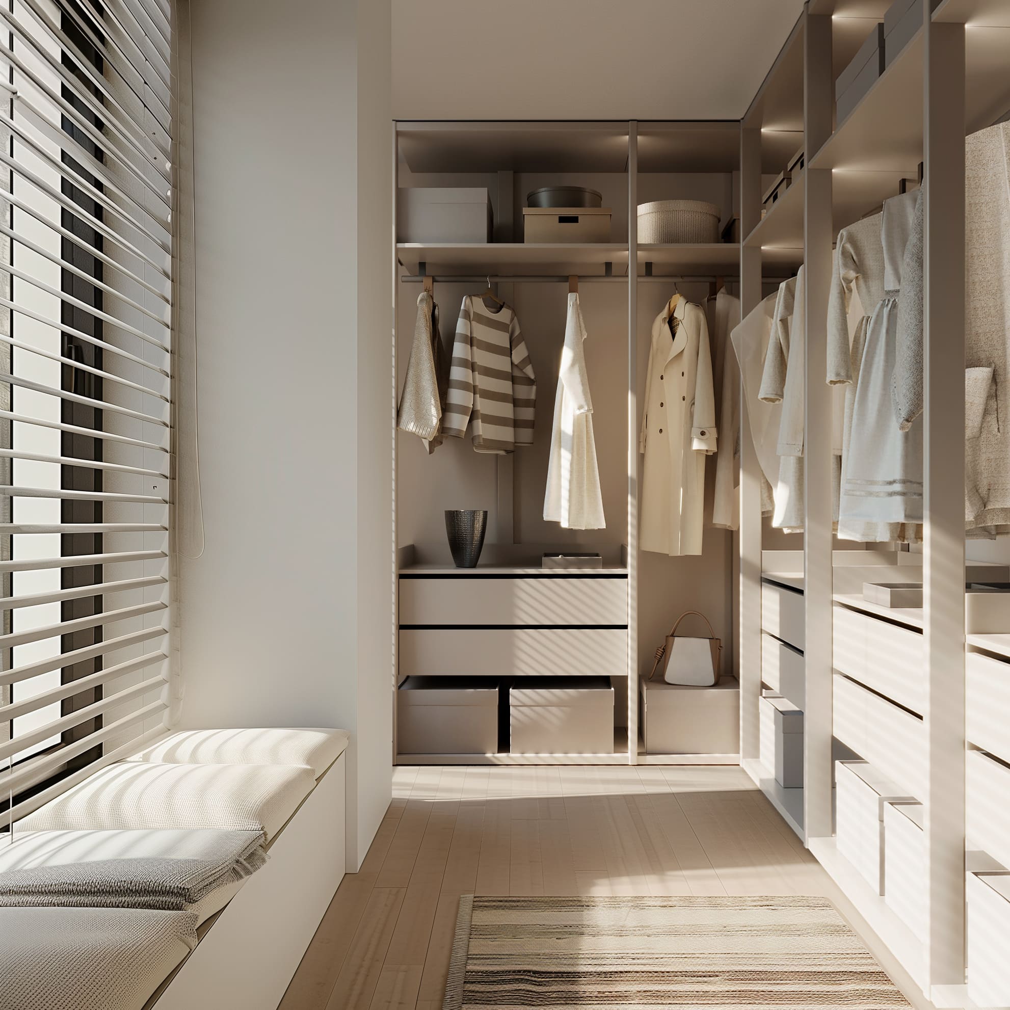 Однотонная угловая гардеробная - Monoform / серия light