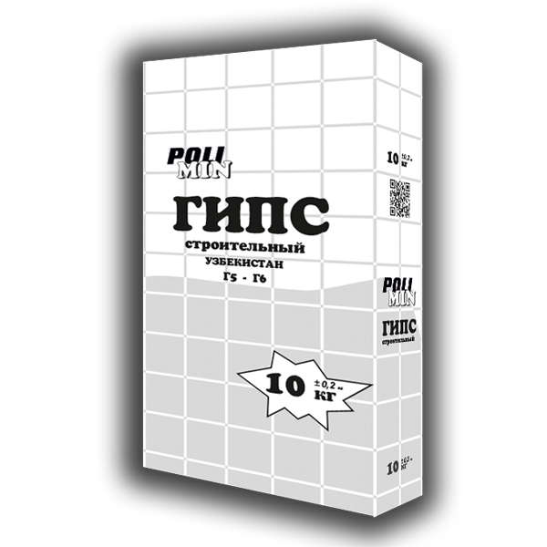 Гипс строительный, цвет белый, Узбекистан Г5-Г6 (мешок 10 кг) - PoliMin