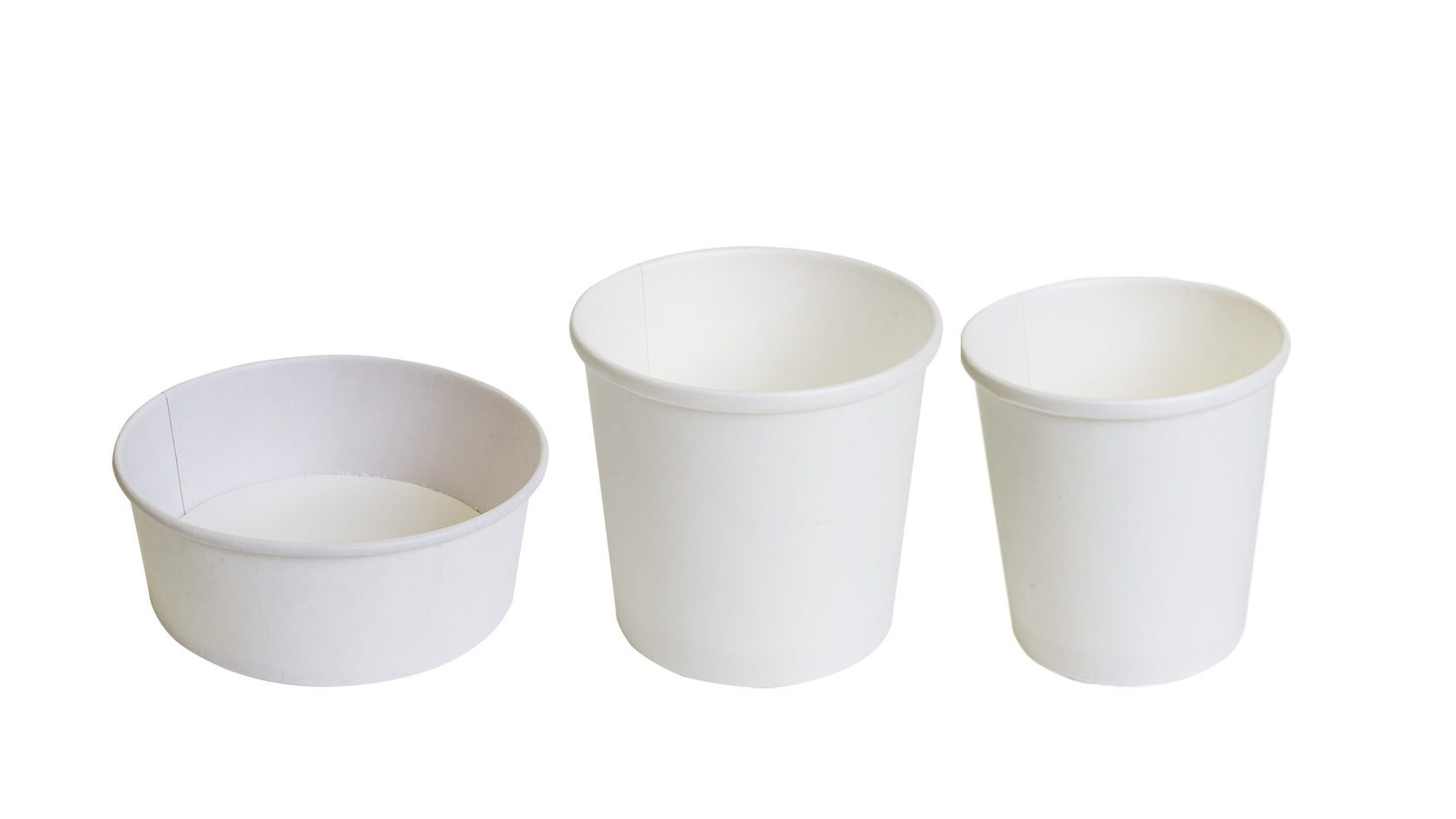 Plain white paper round-bottom containers