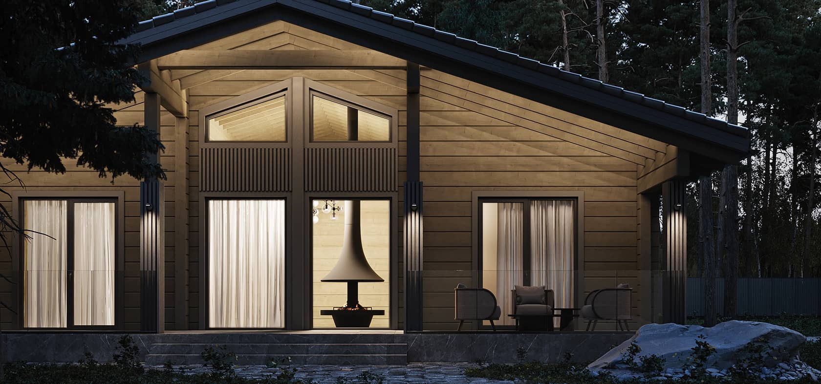 Проекты одноэтажных домов из клееного бруса премиум-класса Hasko