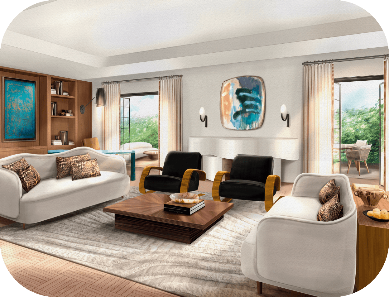 Hand-drawn interior concept illustrations