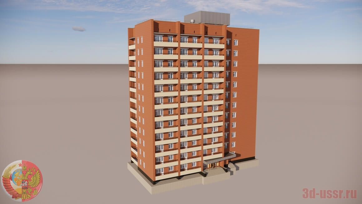12-ти этажный дом Э-93-1 подробная 3d-модель