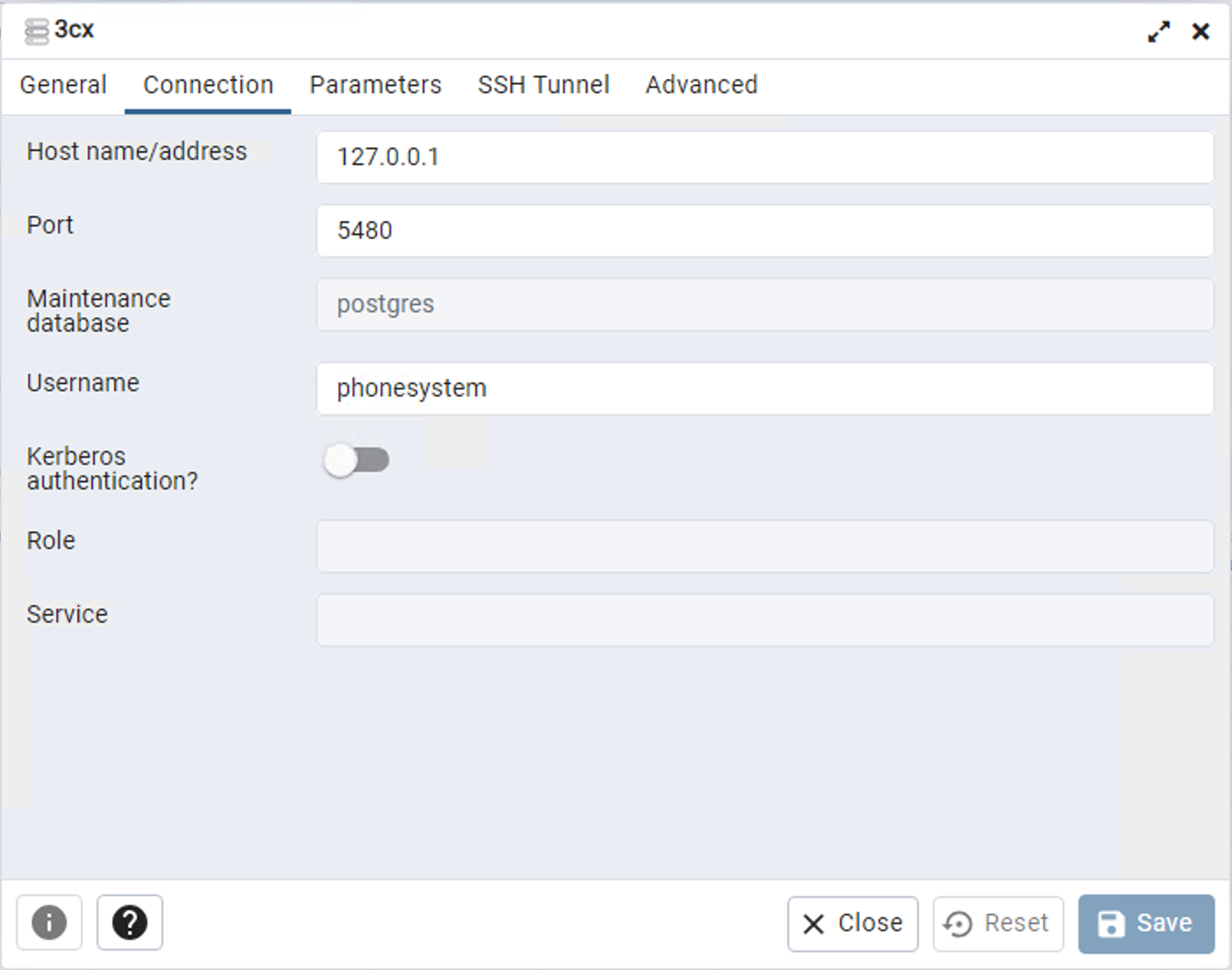 Accessing the 3CX database (DB PostgreSQL)