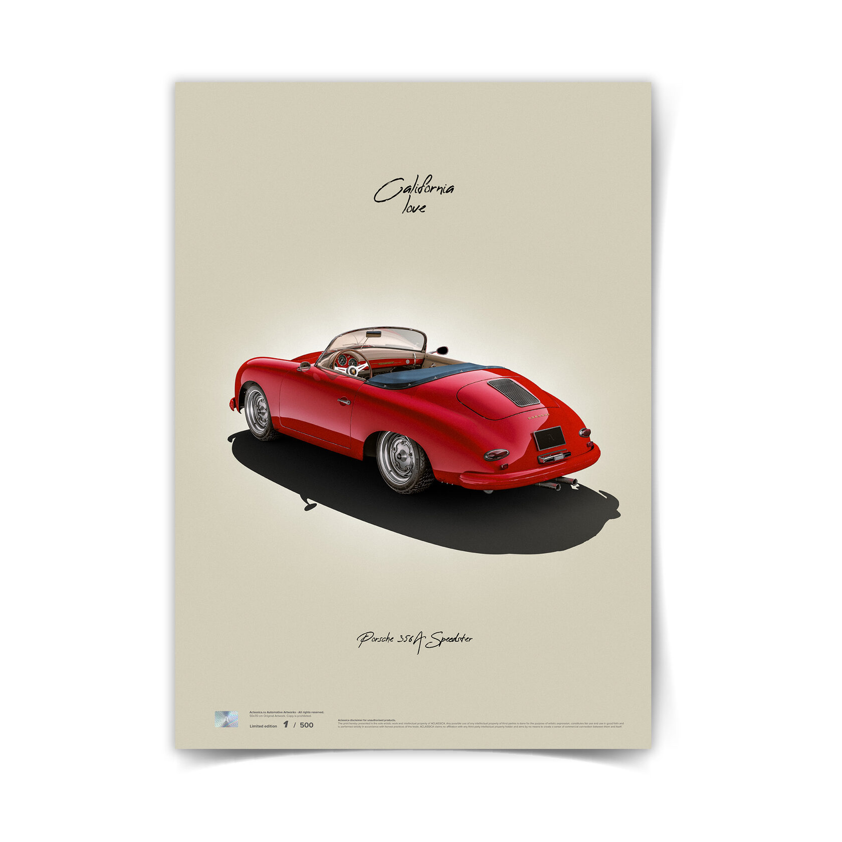 Купить постер Porsche 356 A Speedster Rear Red – Aclassica