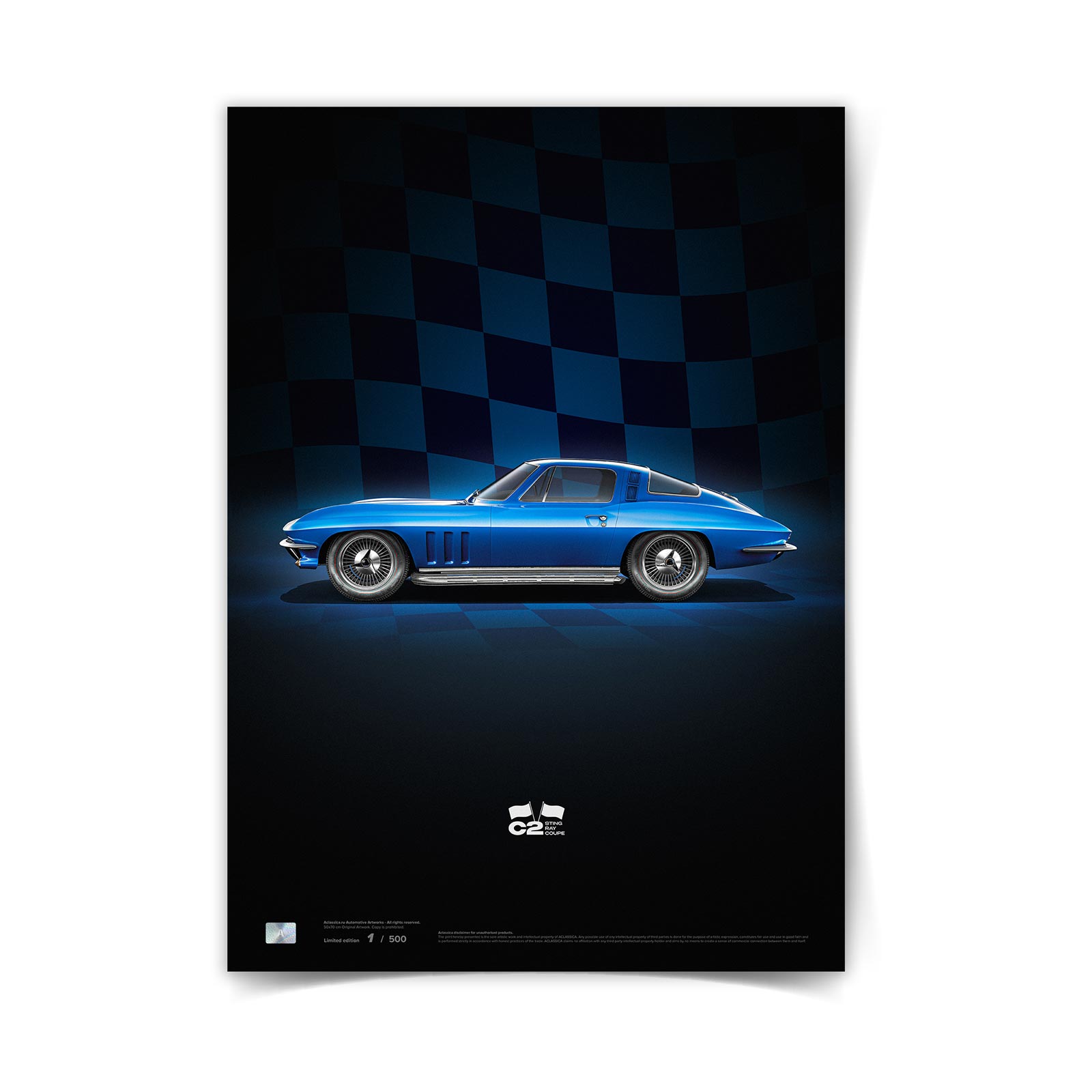 Купить постер Chevrolet Corvette C2 Blue side – Aclassica