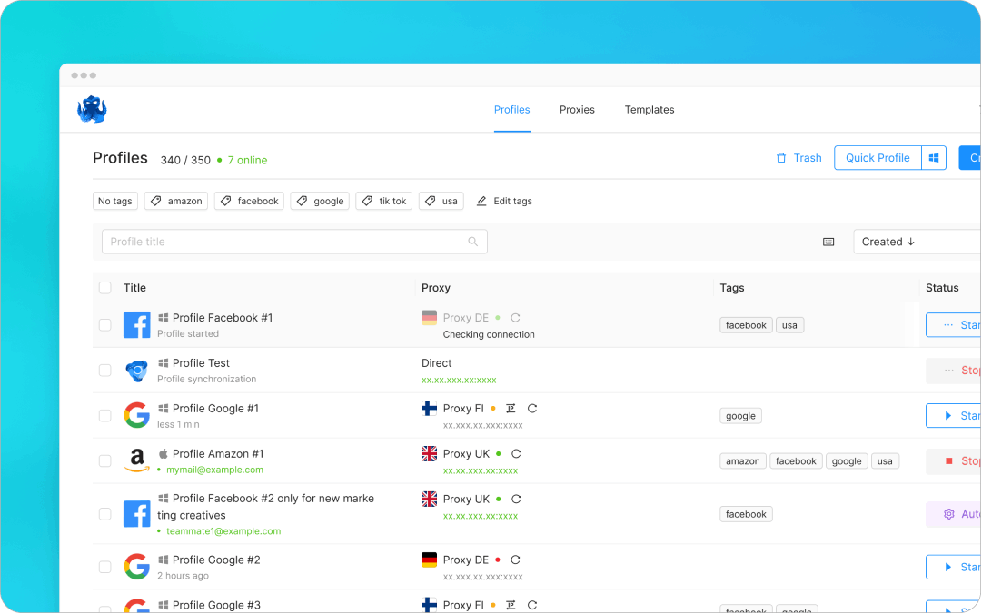 Octo Browser 1.9: proxy improvements, new support widget, profile status redesign