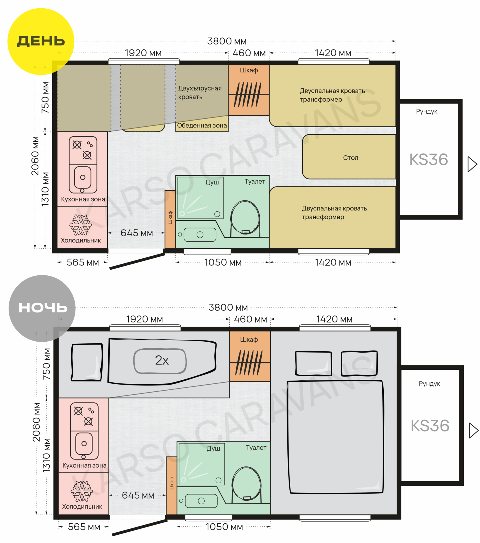 Дом на колёсах KS36 - внедорожный прицеп кемпер