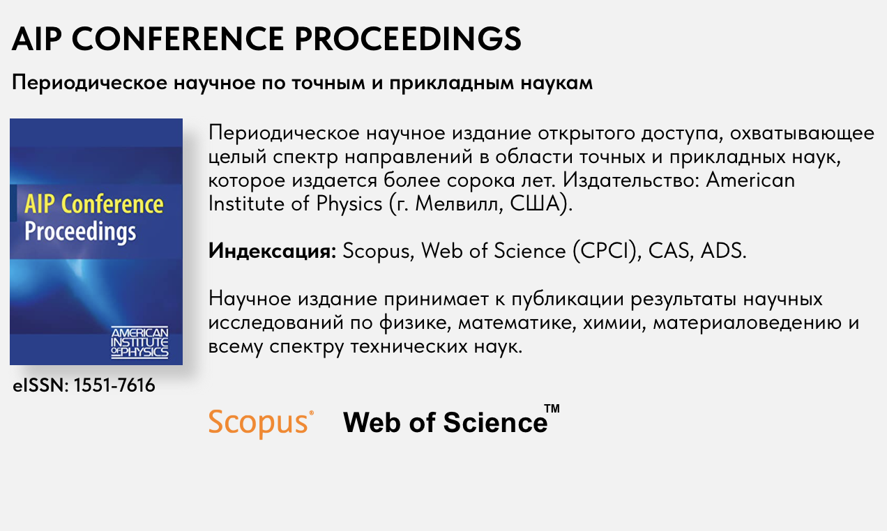 Опубликовать статью в журнале AIP Conference Proceedings - индексация в ...