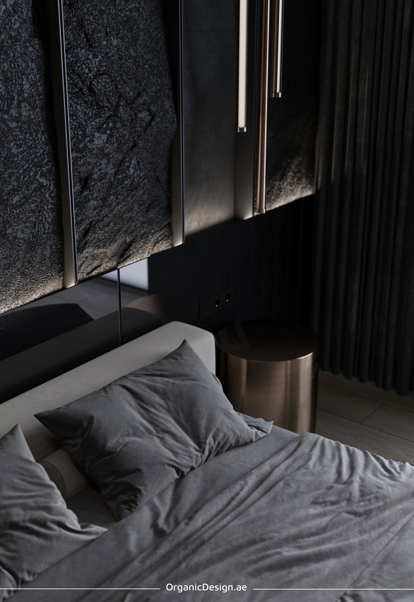 Imitation rock on the wall. Concrete artificial rocks.