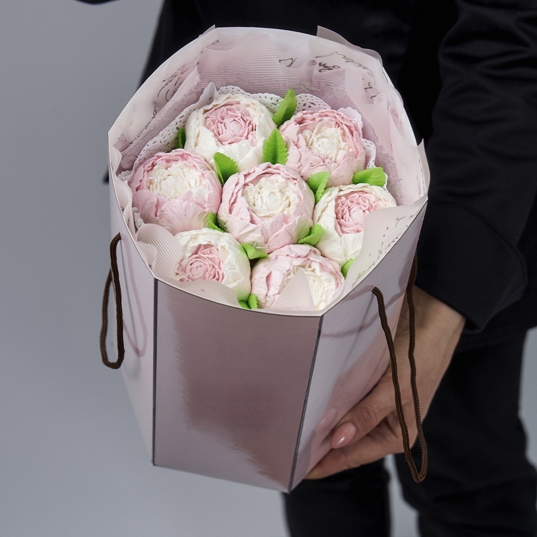Зефирные Пионы d18см букет | Свежее изготовление | Москва LisLeZefir