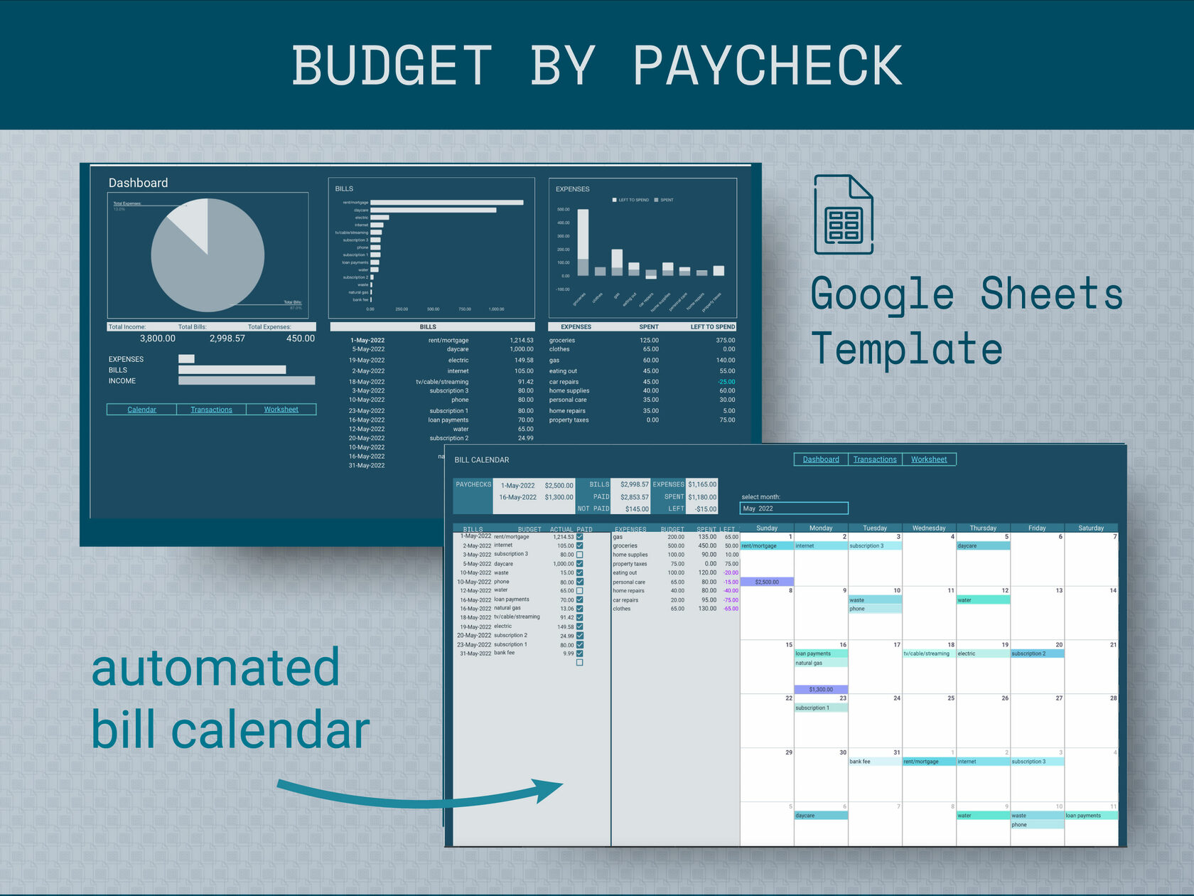 Google Sheet Budgeting by Paycheck