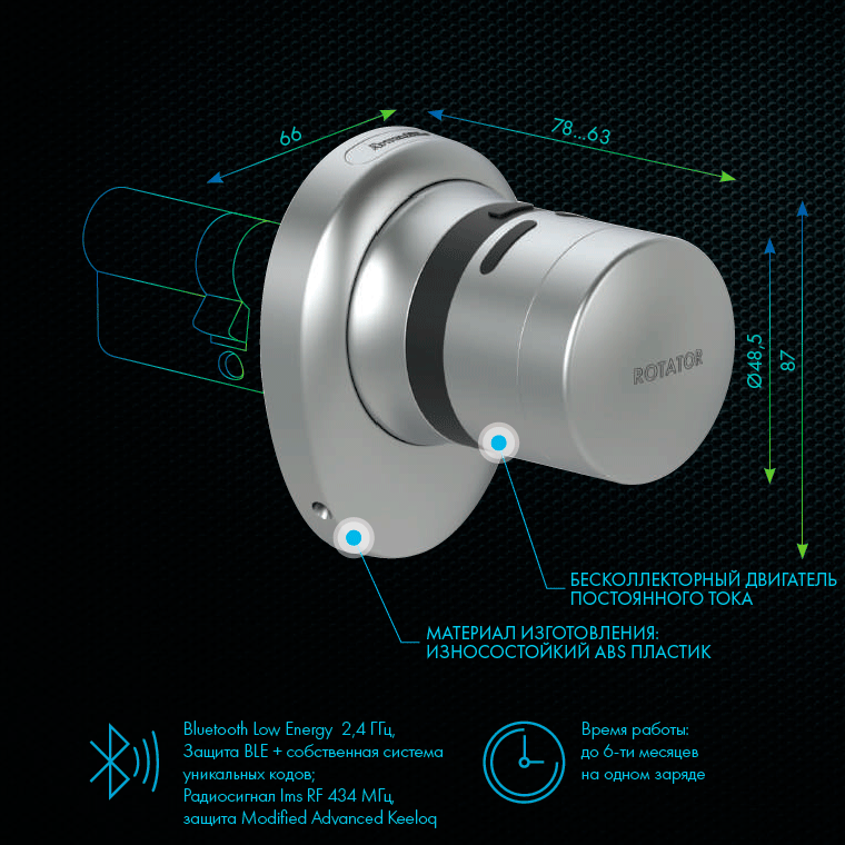 Купить электронный цилиндр - Rotator, простой монтаж в том числе своими ...