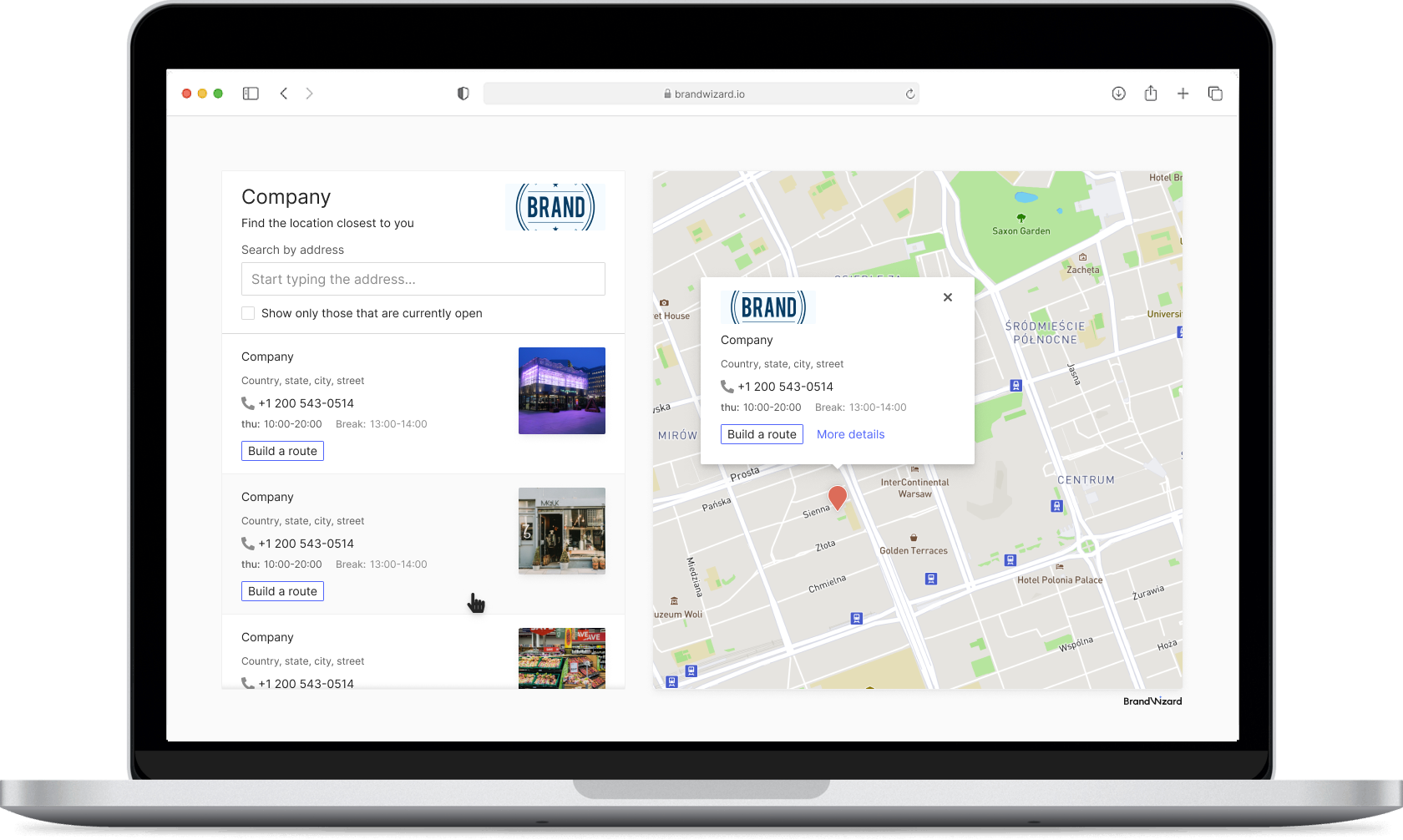 Widget "Localizador de tiendas"