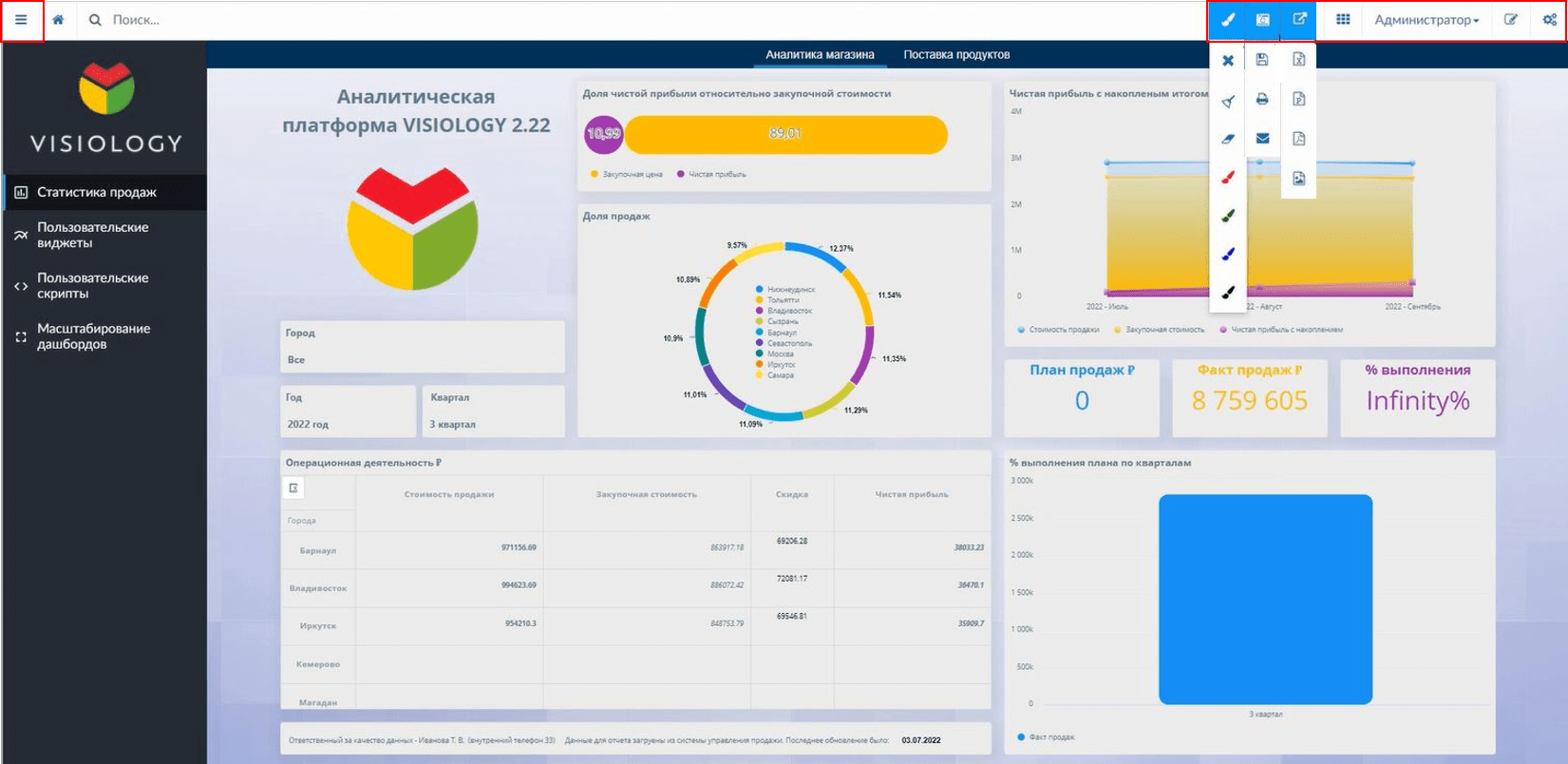 Начало работы с платформой Visiology