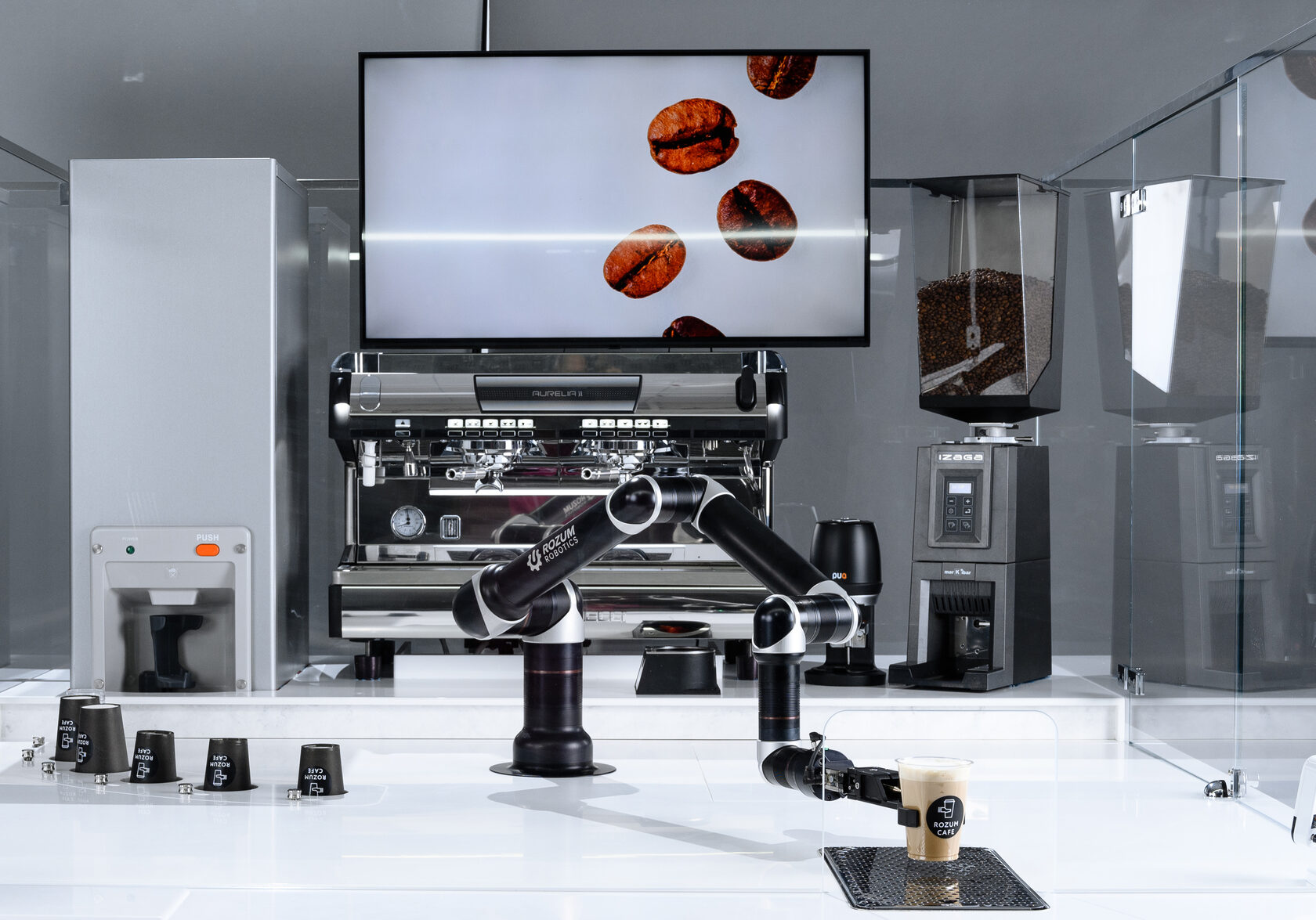 Rozum Café. Gourmet coffee from a barista coffee robot.