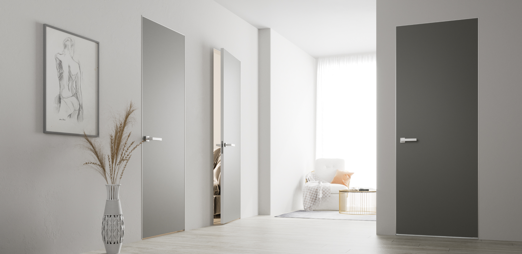 Graphite mirrored frameless IDS doors