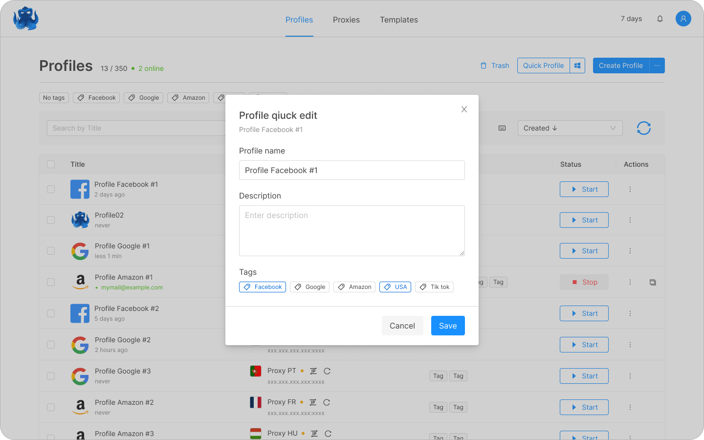 Octo Browser 1.7: UI update, trash bin, profile history and recovery