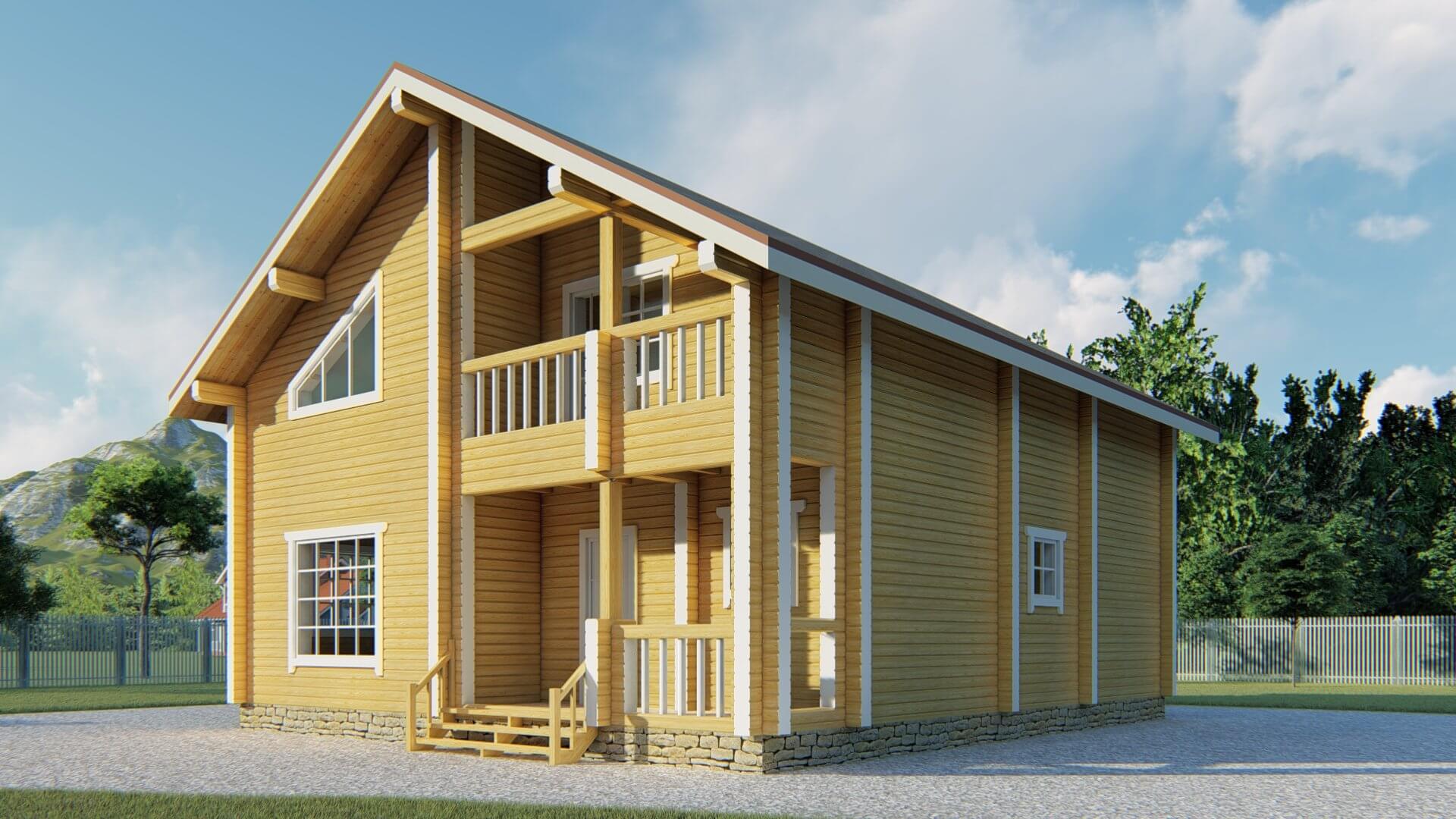 Дом из бруса 10,3 x 10,5 м цена под ключ в Новосибирске | проект Д-44