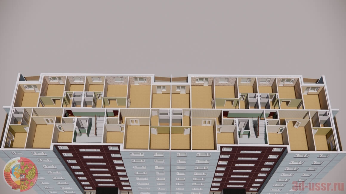 Девятиэтажный дом проекта 111-90-07 и 06 подробная 3d-модель