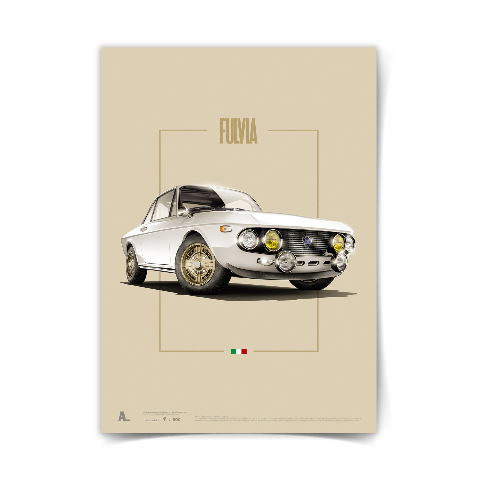 Poster Lancia Fulvia Rallye White – Aclassica.art