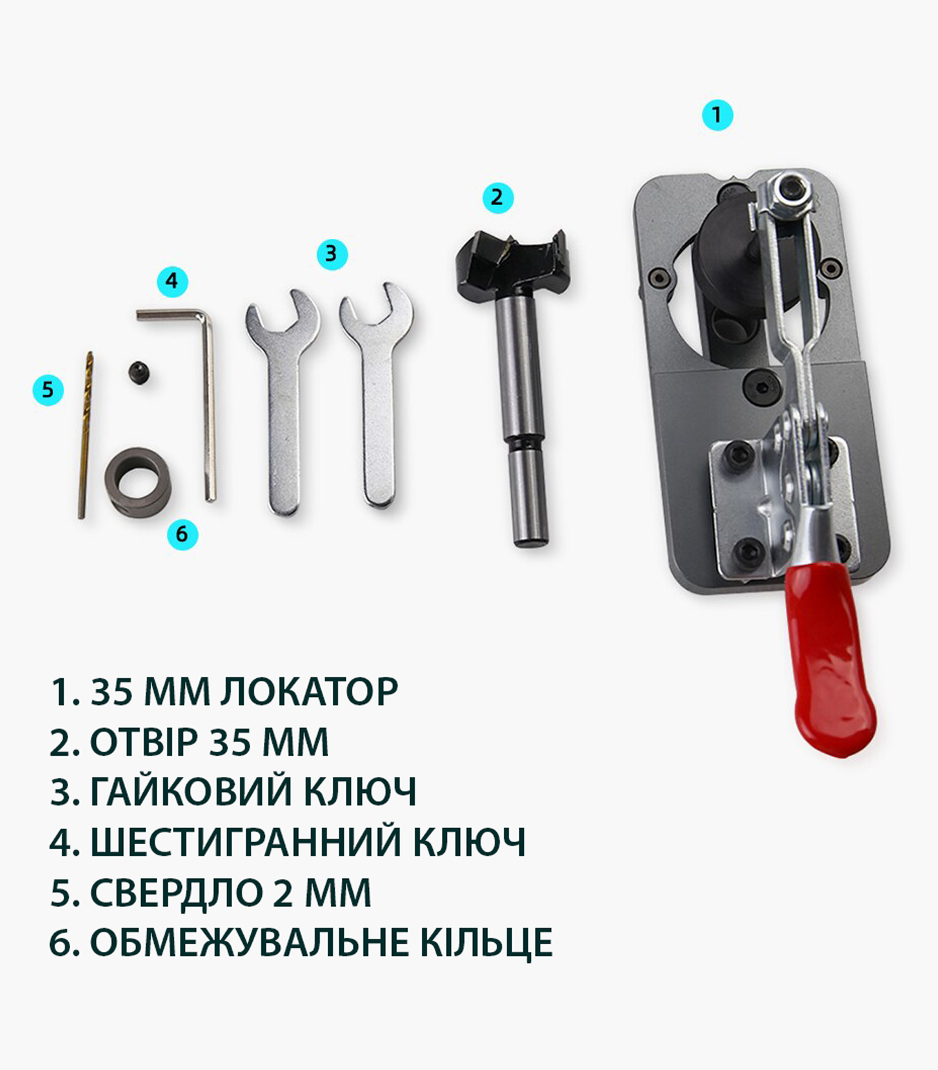 Шаблон для вирізання дверних петель з свердлом Форстнера