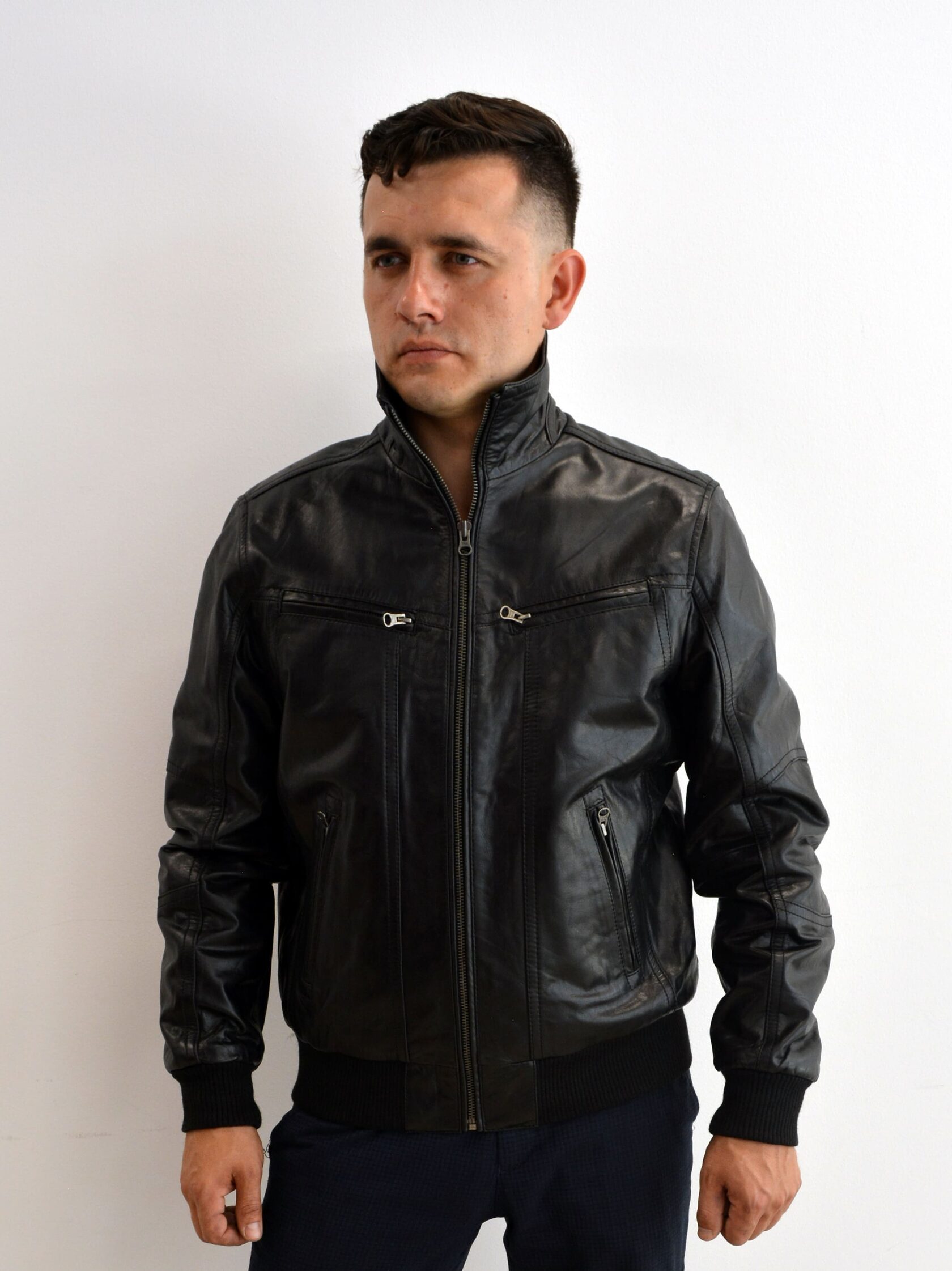 Купить осеннюю мужскую кожаную куртку бомбер Lenno в Спб. Магазин ...