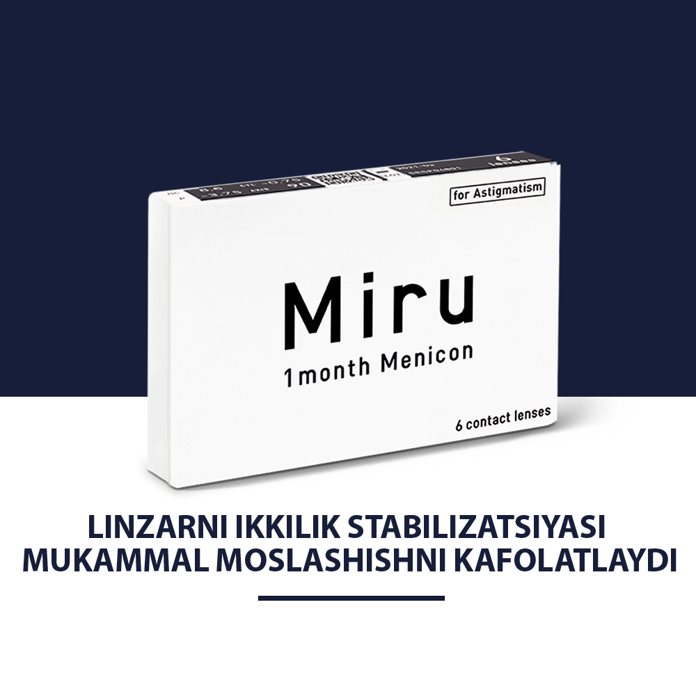 Miru 1 oy astigmatism uchun linzalarini O‘zbekistondagi optika do ...