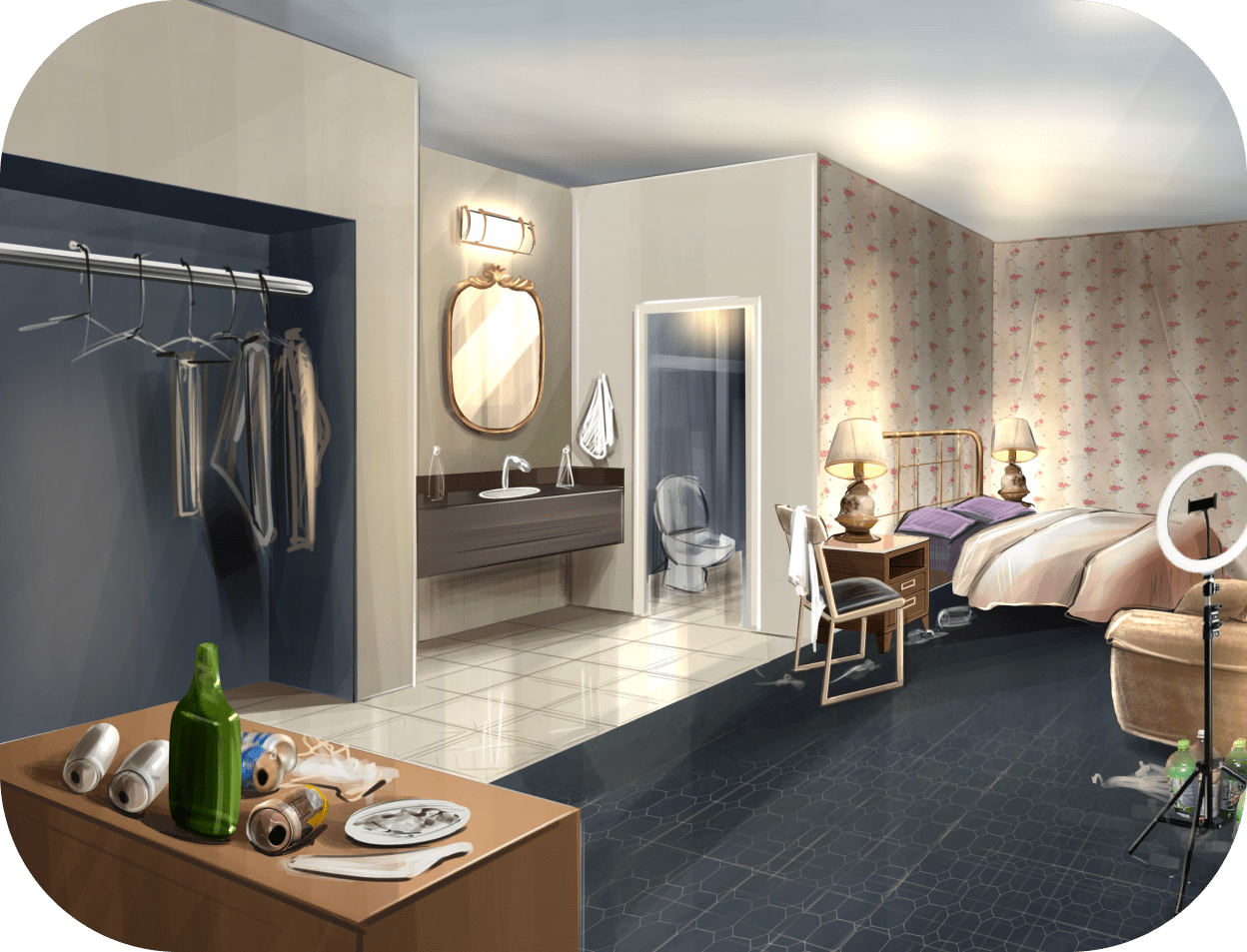 Hand-drawn interior concept illustrations