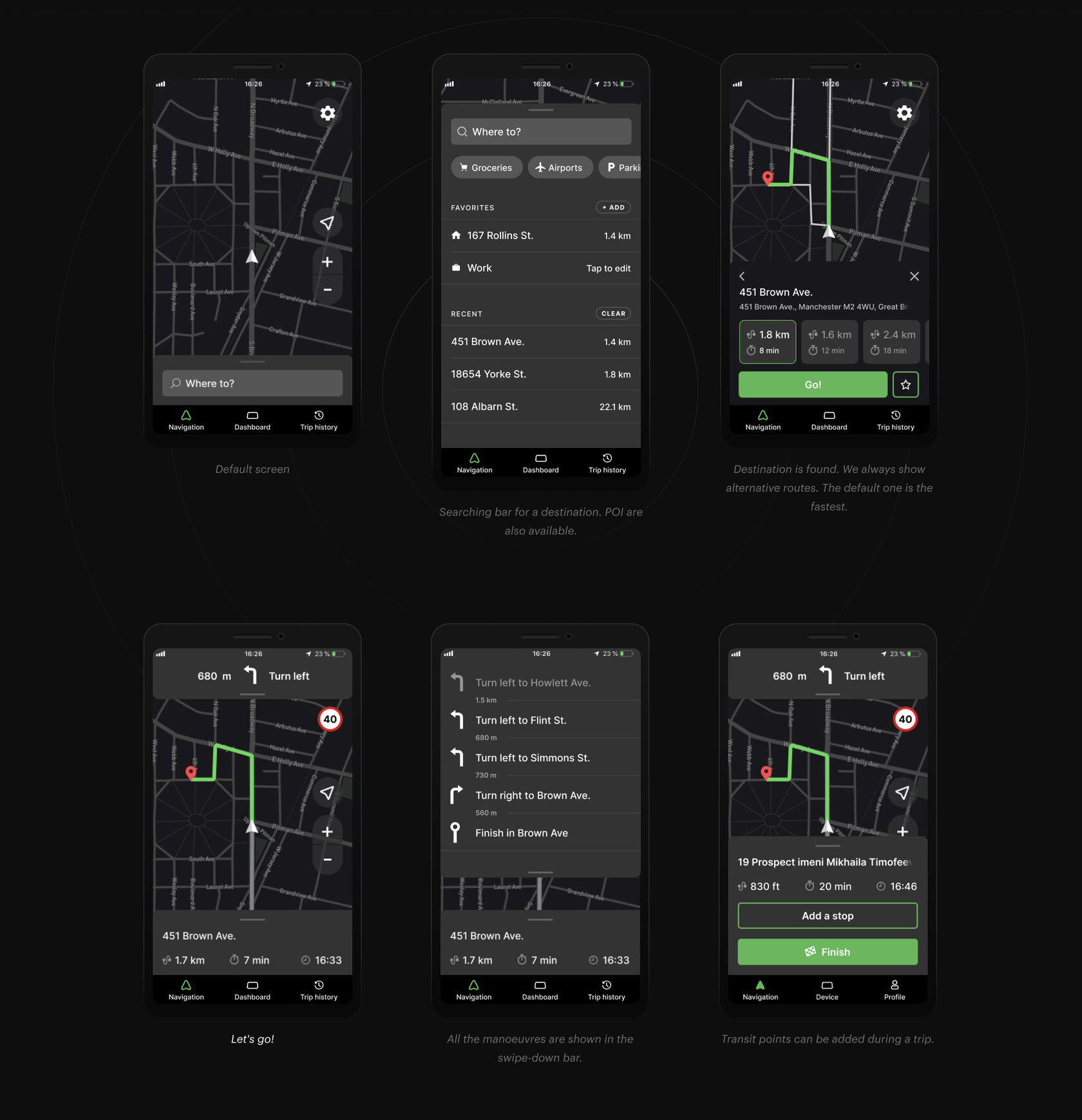 HUDWAY Drive: Interface of a heads-up display and a mobile app for drivers