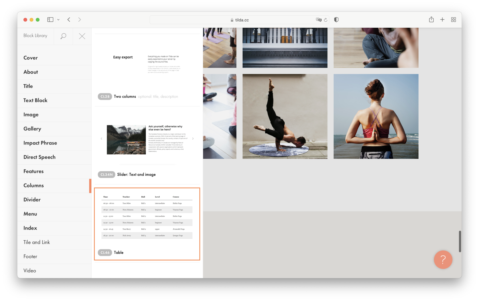 Tables │ Tilda Help Center
