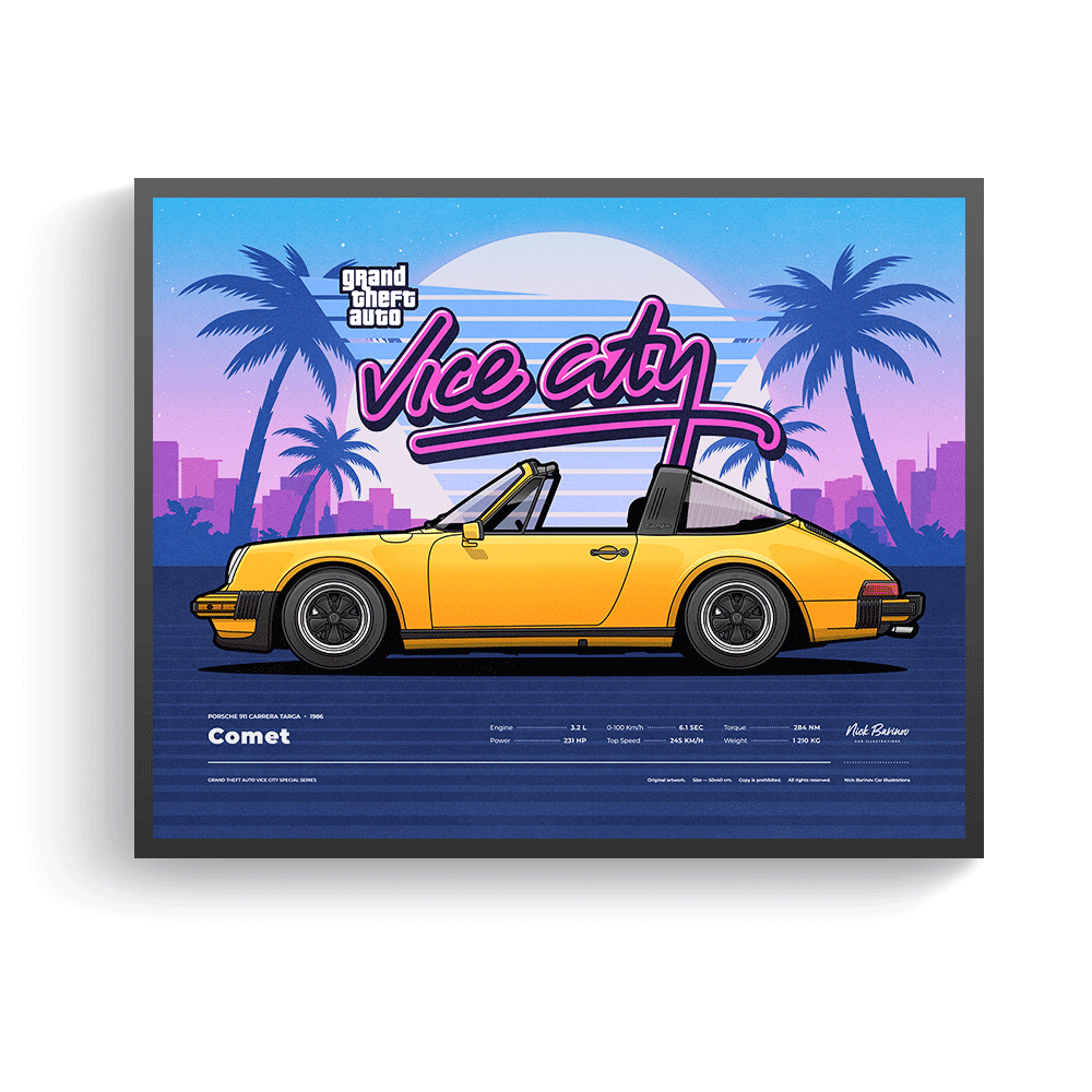 Постер Grand Theft Auto: Vice City — Comet (Комета) \ Porsche 911 Targa