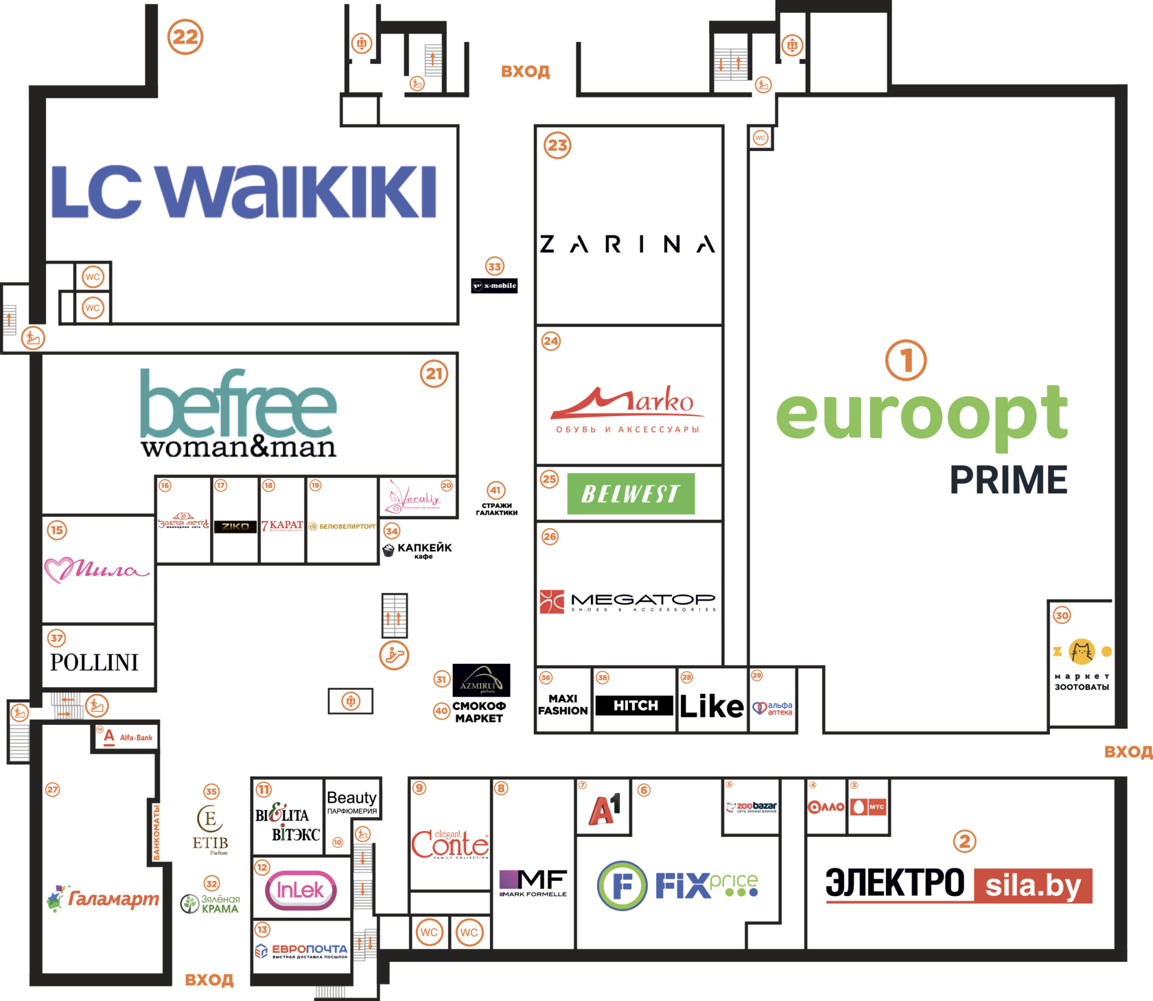 Карта ТЦ Lida Park | План комплекса