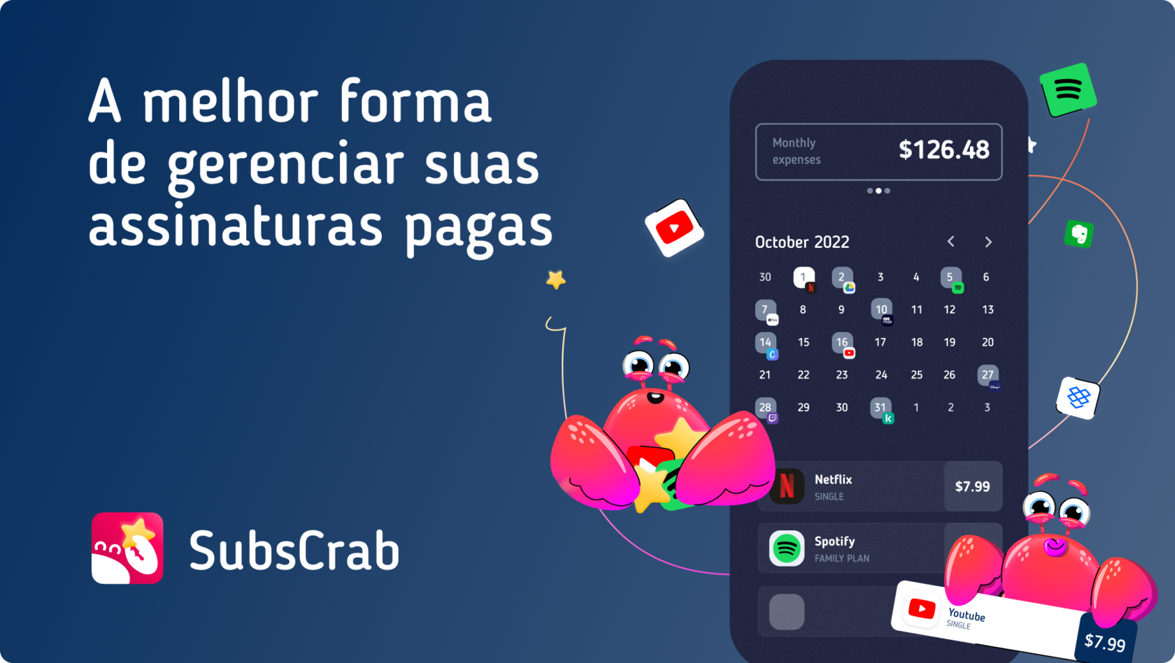 SubsCrab — a melhor forma de gerenciar suas assinaturas pagas