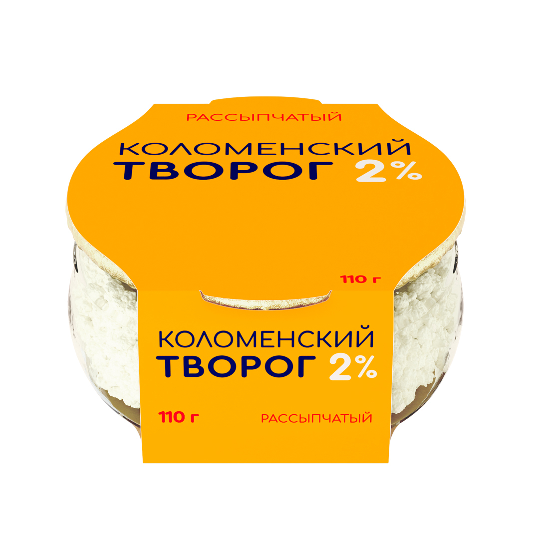 Творог рассыпчатый Коломенское в стеклянной баночке с наполнителем